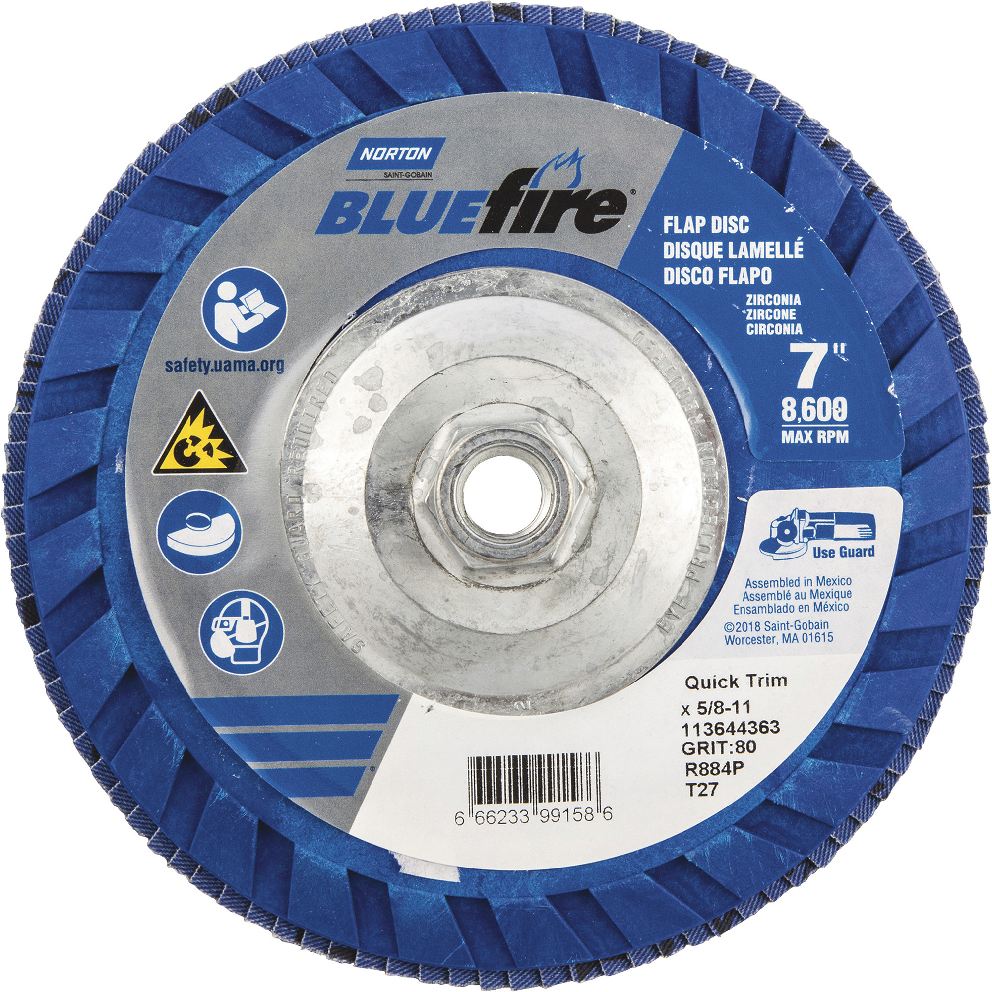 Norton Bluefire Type 27 Flap Disc, 2-Pk., 7in. x 5/8in.-11, Zirconia ...