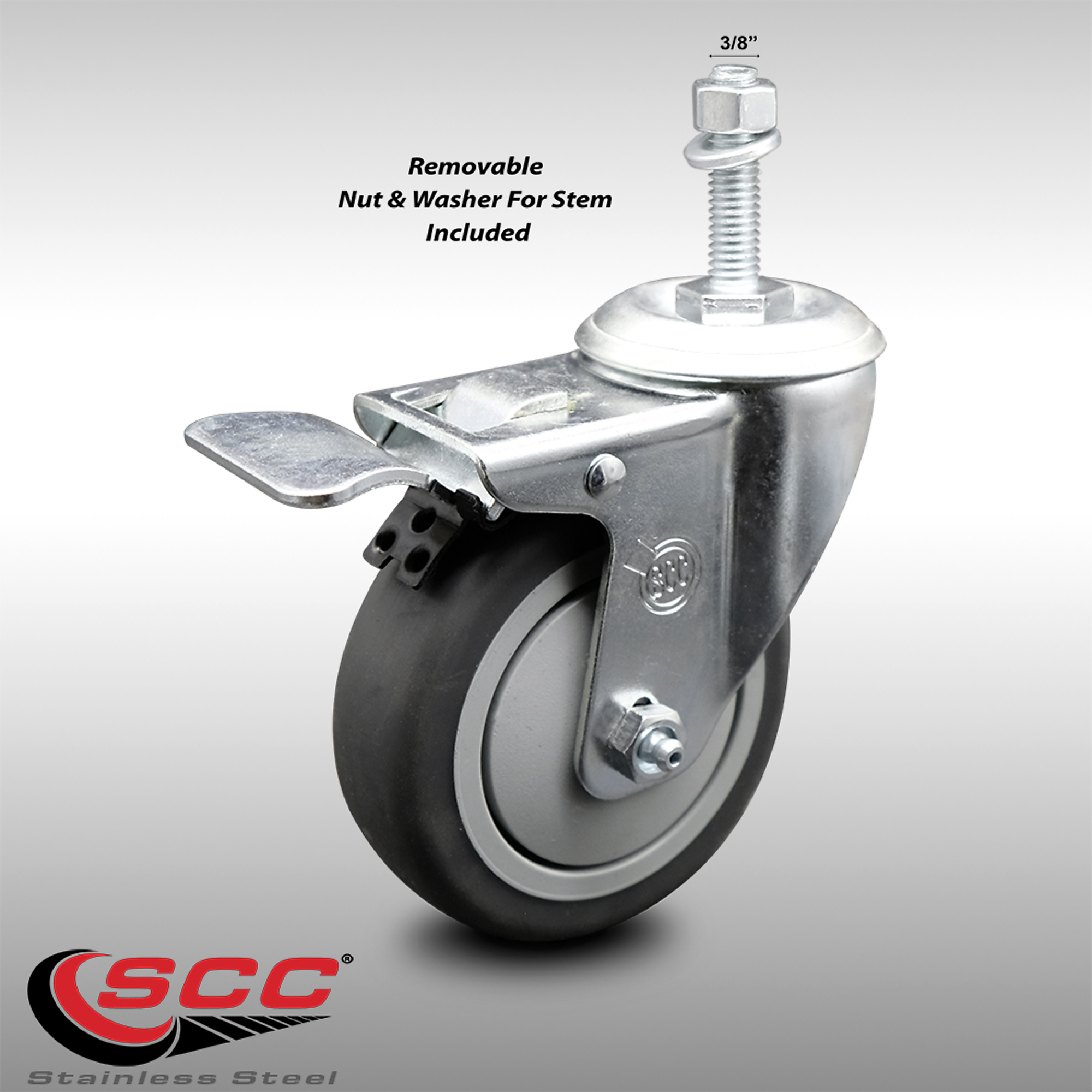 Service Caster, 4in. x 1 1/4in. Stem Caster, Wheel Diameter 4 in ...