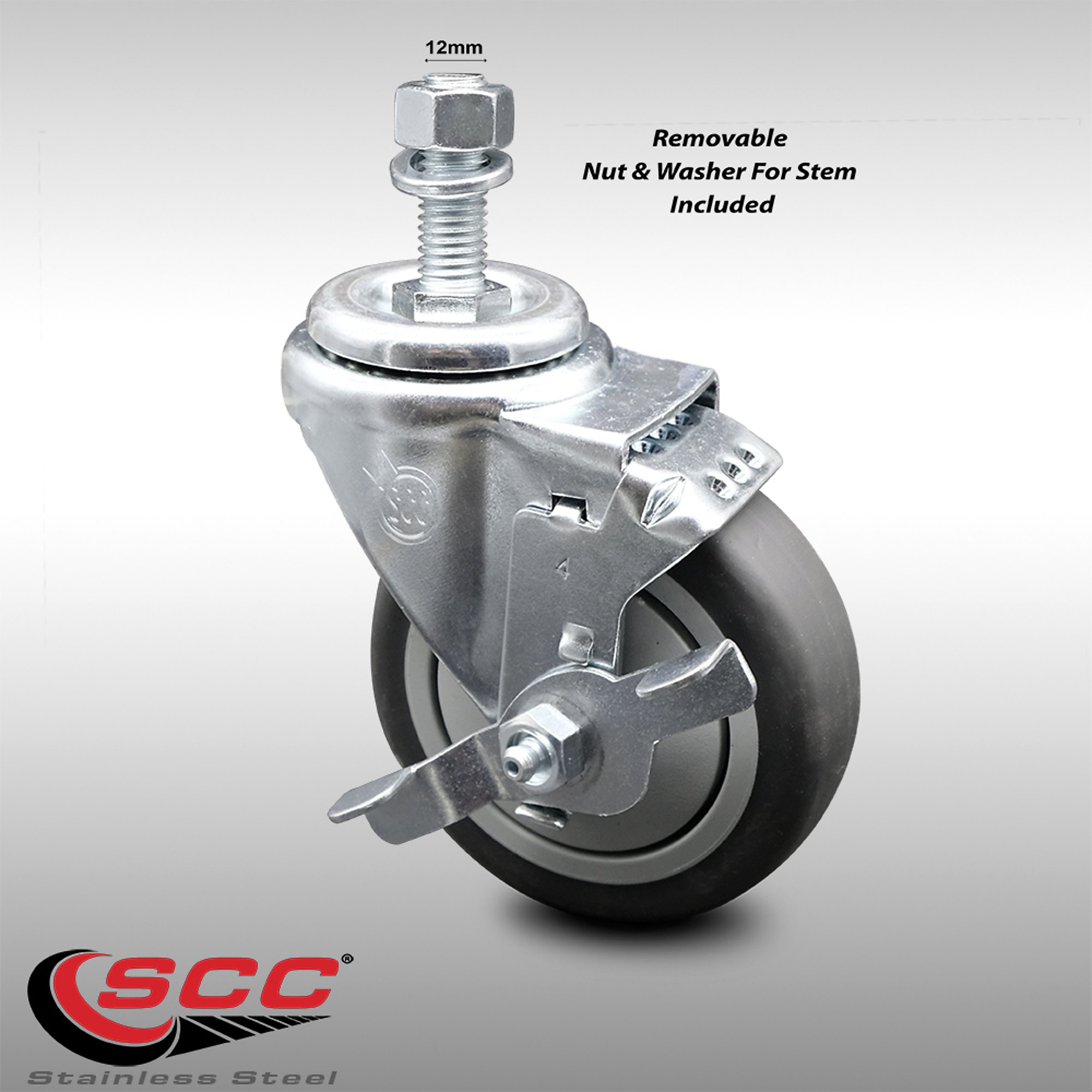 Service Caster, 4in. x 1 1/4in. Stem Caster, Wheel Diameter 4 in ...