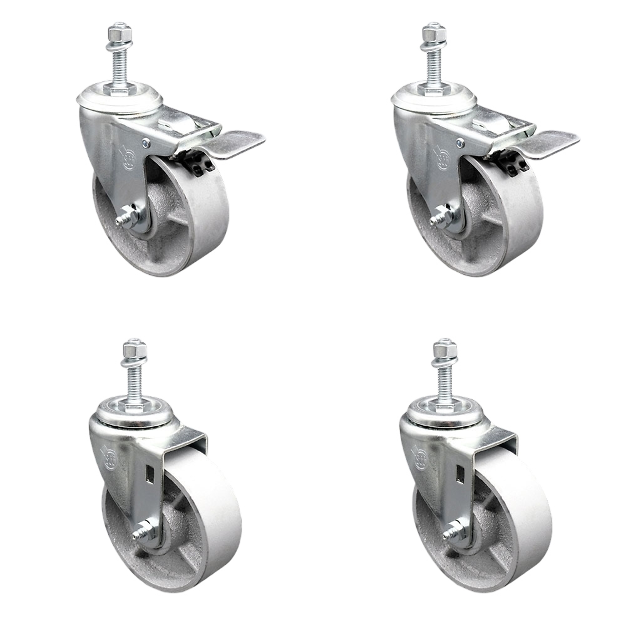 Service Caster, 4in. x 1 1/4in. Stem Casters, Wheel Diameter 4 in ...