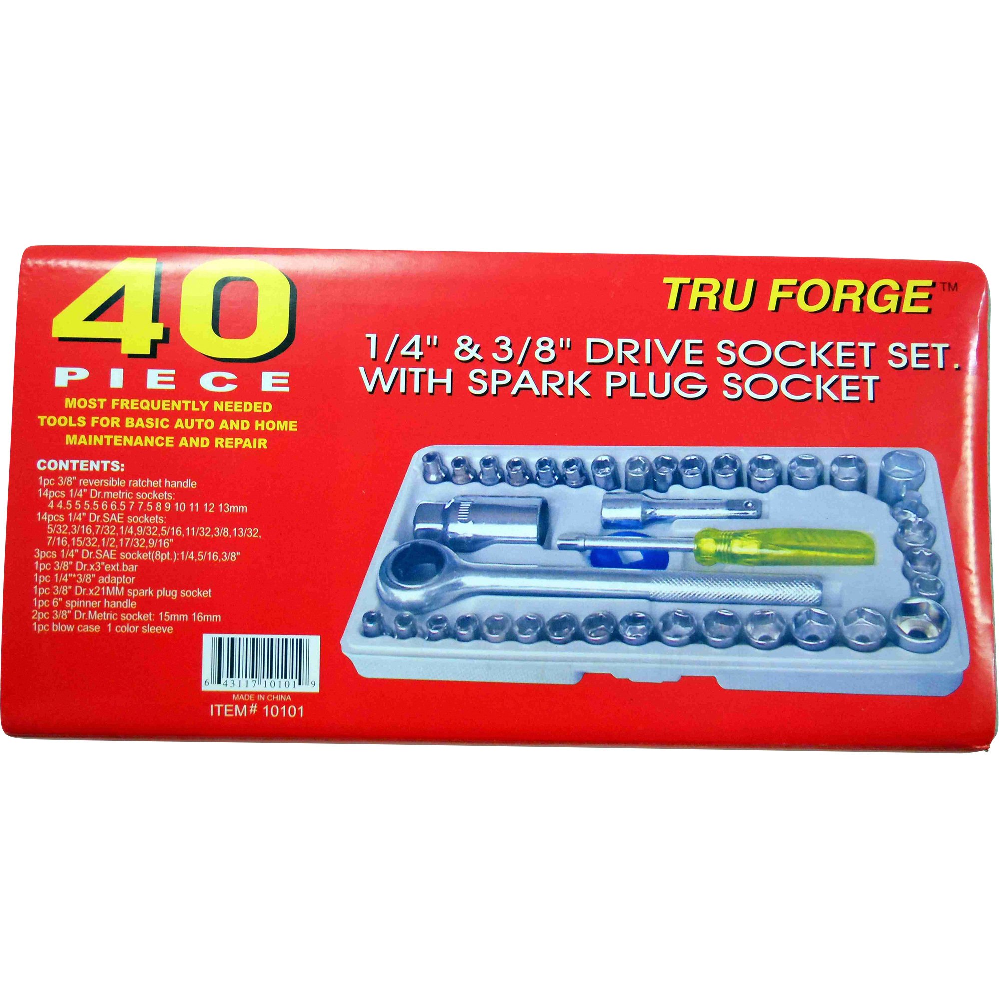 Tool Mart 40-Pc. Socket Set — 1/4in and 1/8in. Drive, SAE and Metric ...