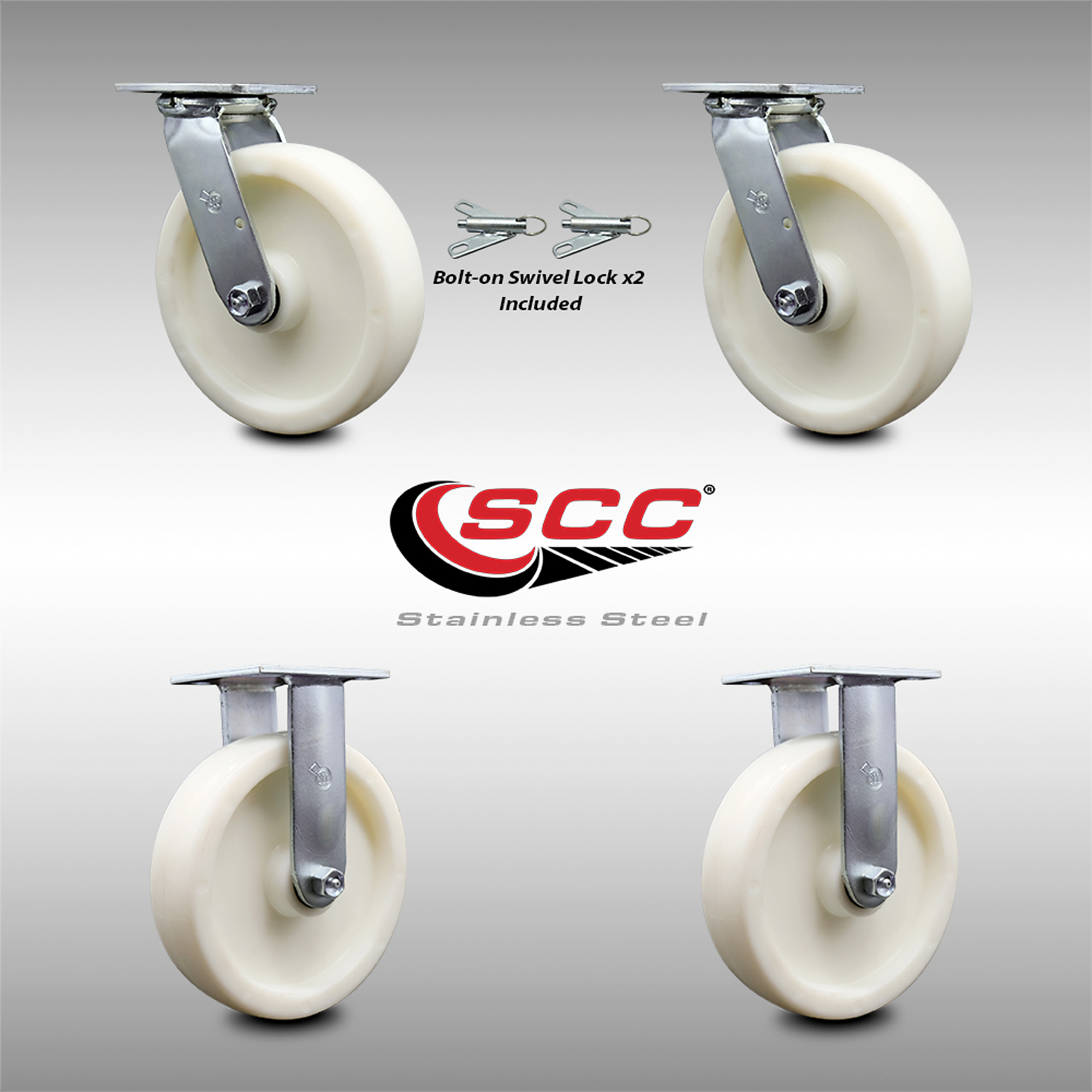 Service Caster, 8in. x 2in. Plate Casters, Wheel Diameter 8 in, Caster ...