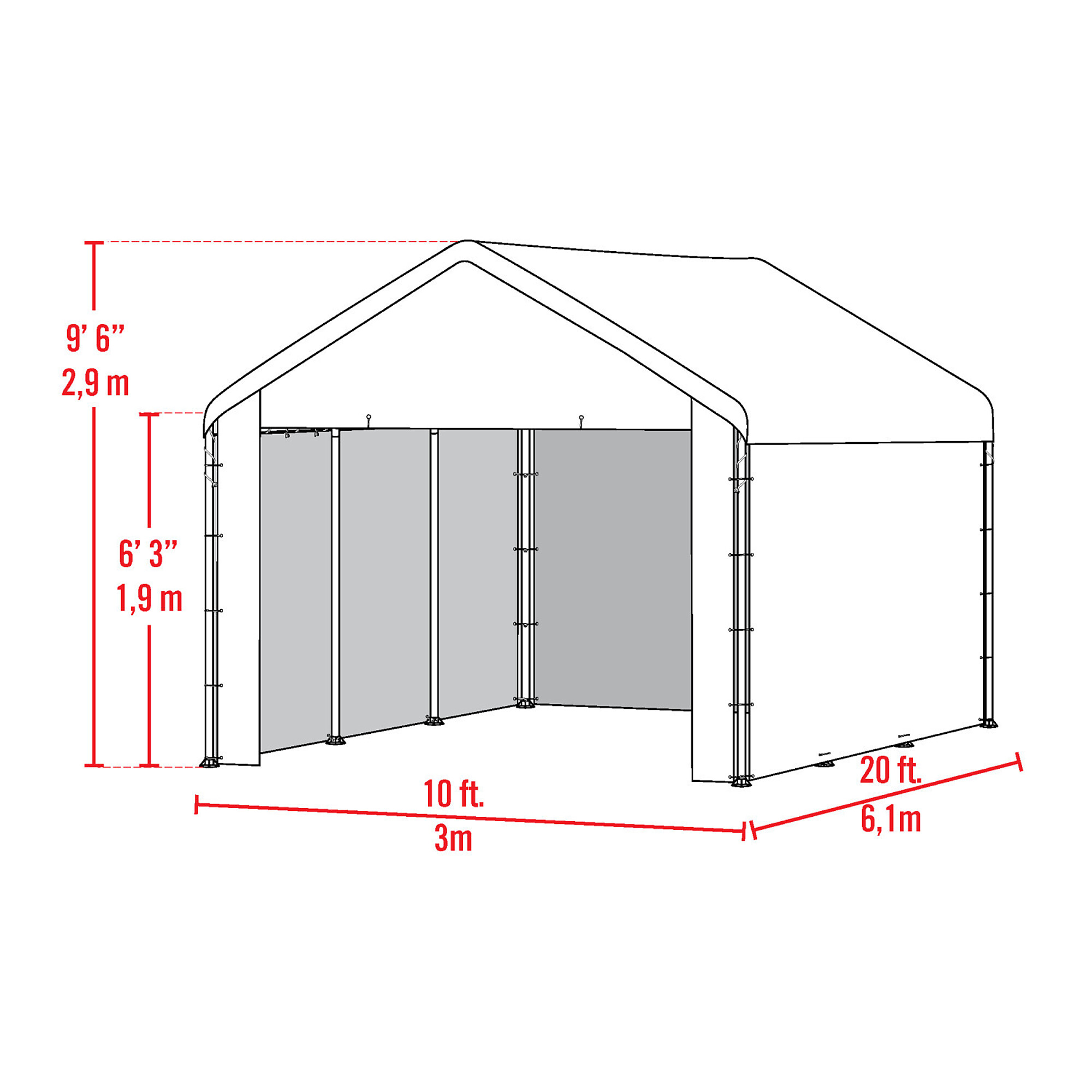 ShelterLogic Enclosure Kit for Max AP 20ft. x 10ft. Outdoor Canopy Tent ...