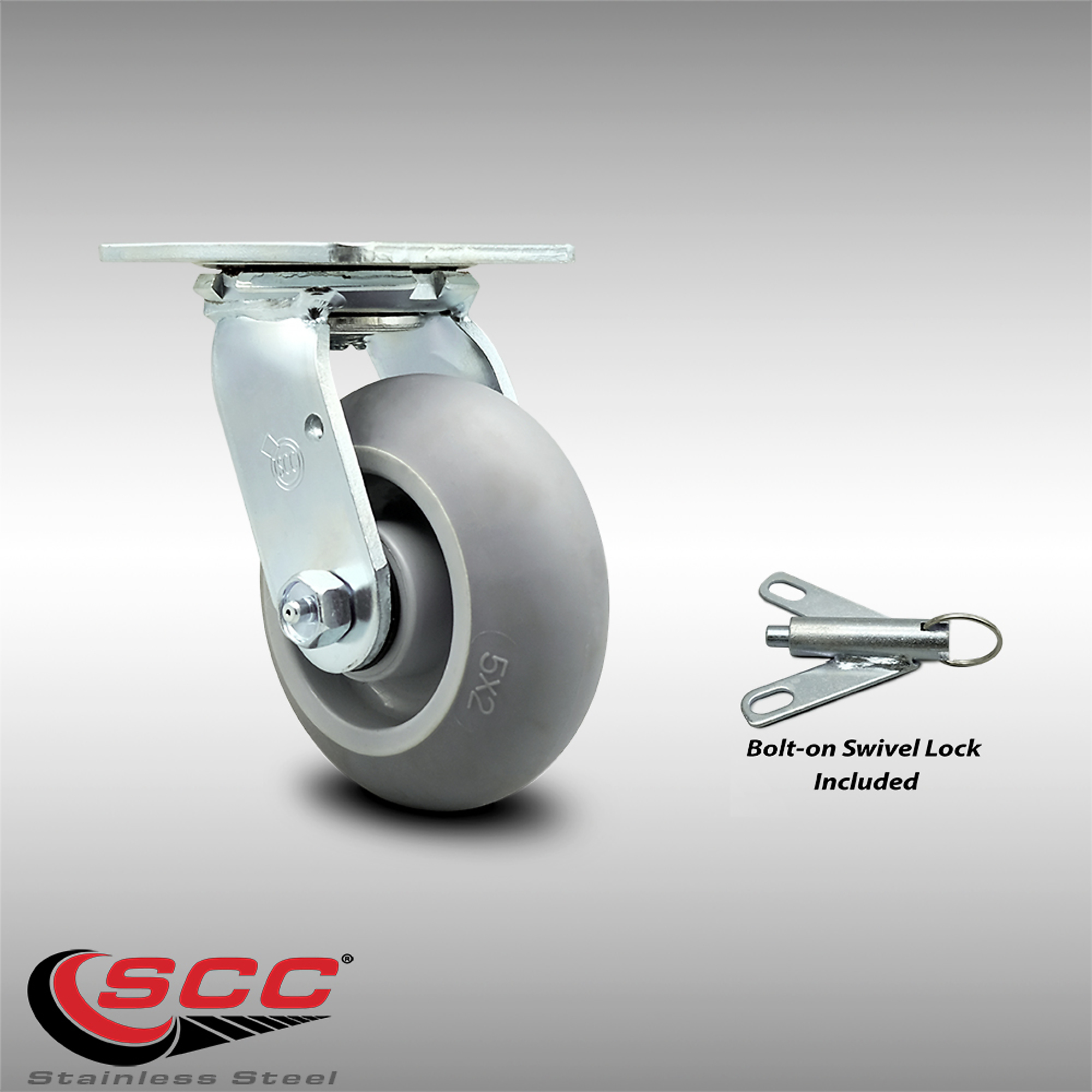 Service Caster, 5in. x 2in. Plate Caster, Wheel Diameter 5 in, Caster ...