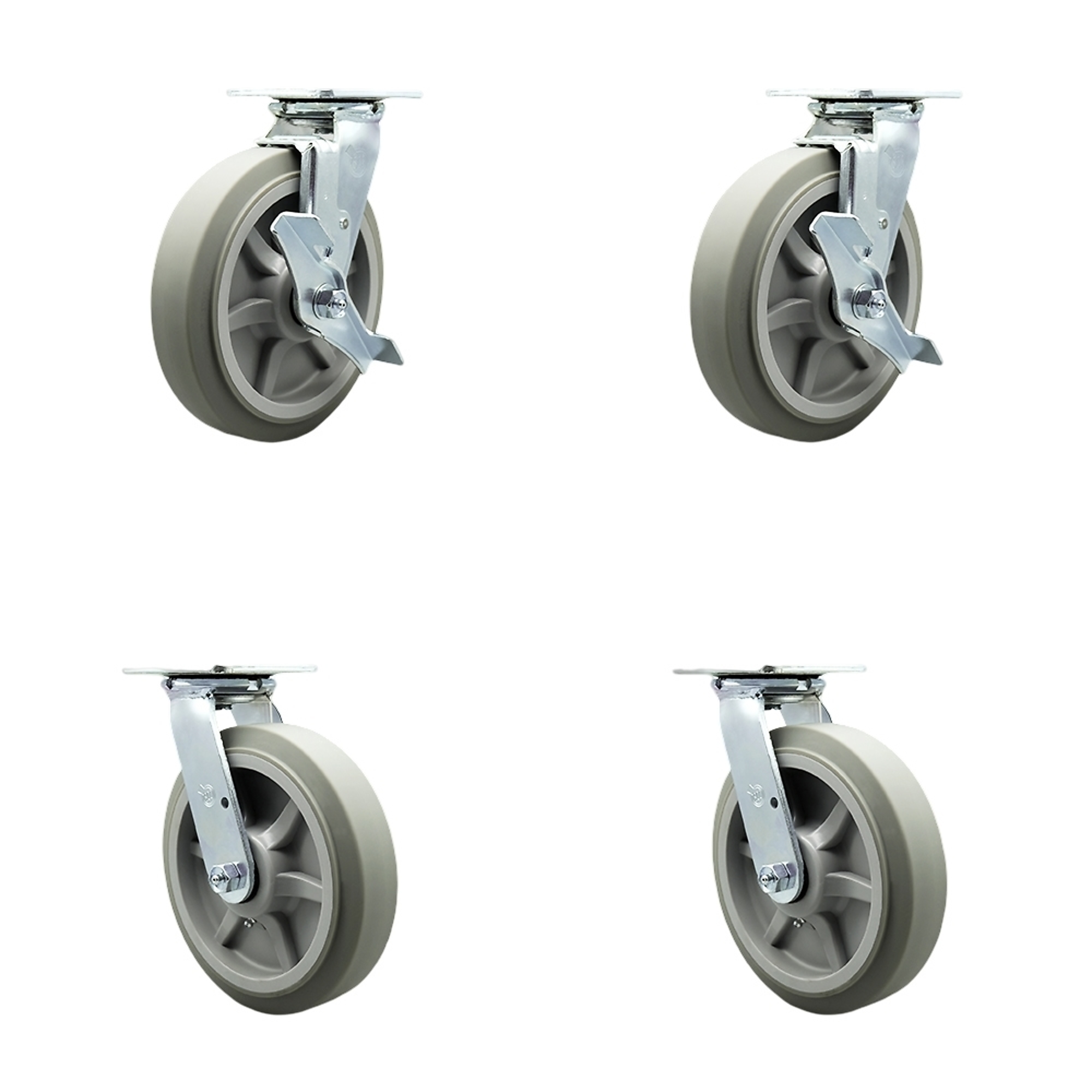 Service Caster, 8in. x 2in. Plate Casters, Wheel Diameter 8 in, Caster ...