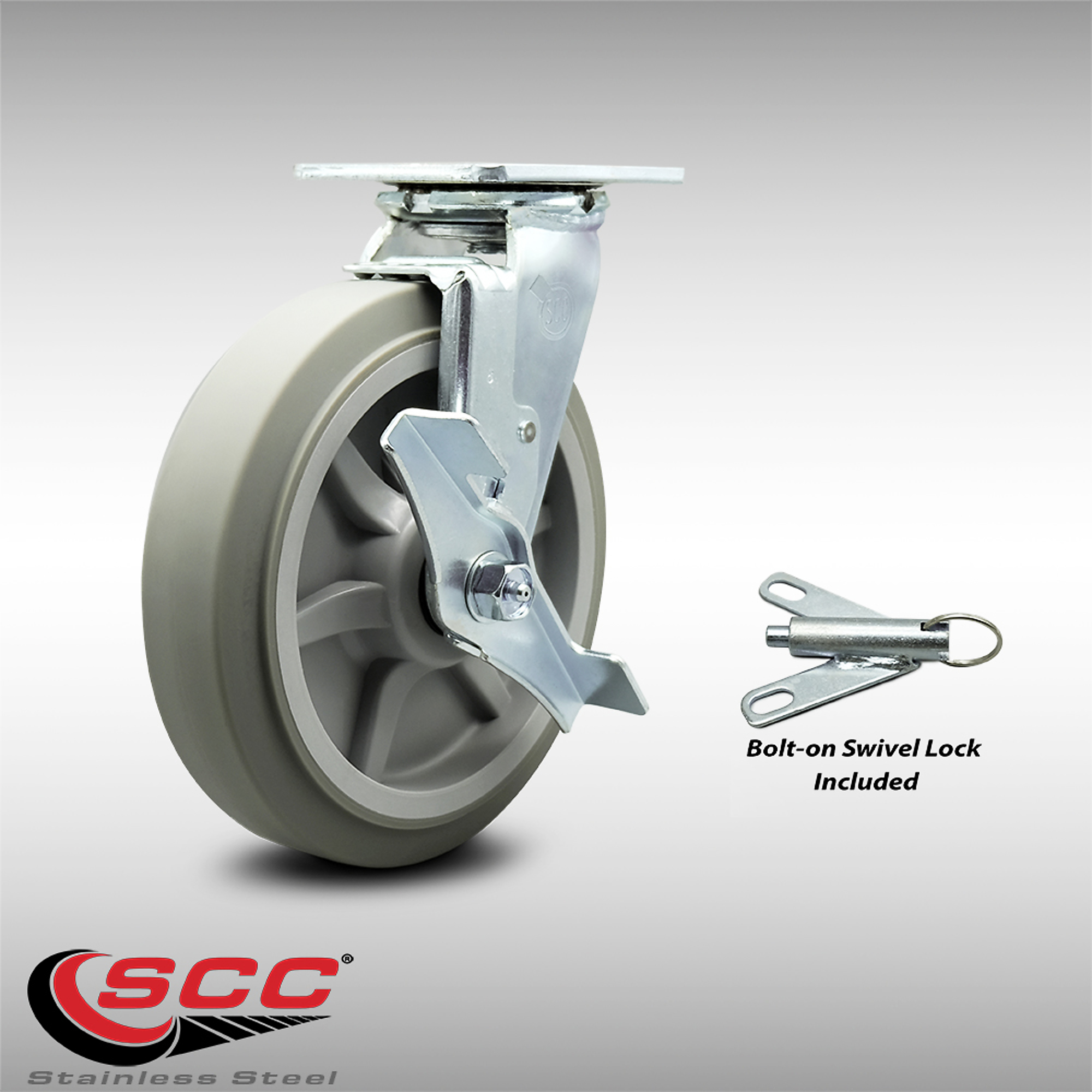 Service Caster, 8in. x 2in. Plate Caster, Wheel Diameter 8 in, Caster ...