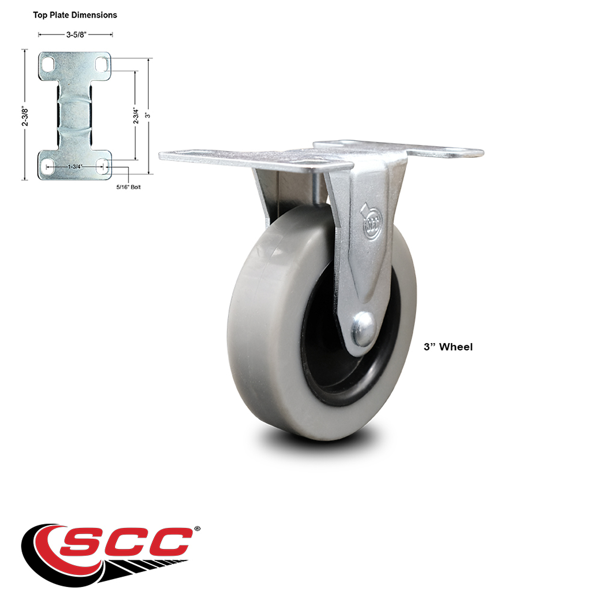 Service Caster, 3in. Plate Caster, Wheel Diameter 3 in, Caster Type ...