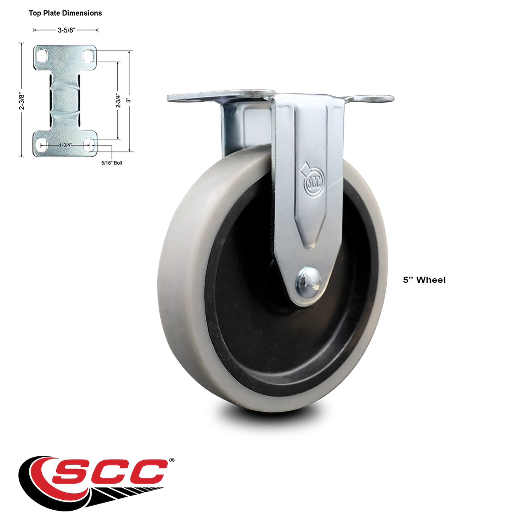 Service Caster, 5in. Plate Caster, Wheel Diameter 5 in, Caster Type ...