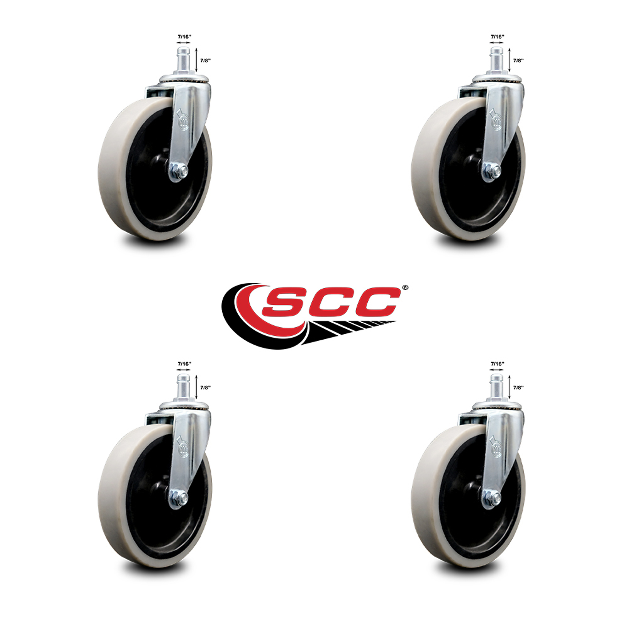 Service Caster, 5in. Stem Casters, Wheel Diameter 5 in, Caster Type ...