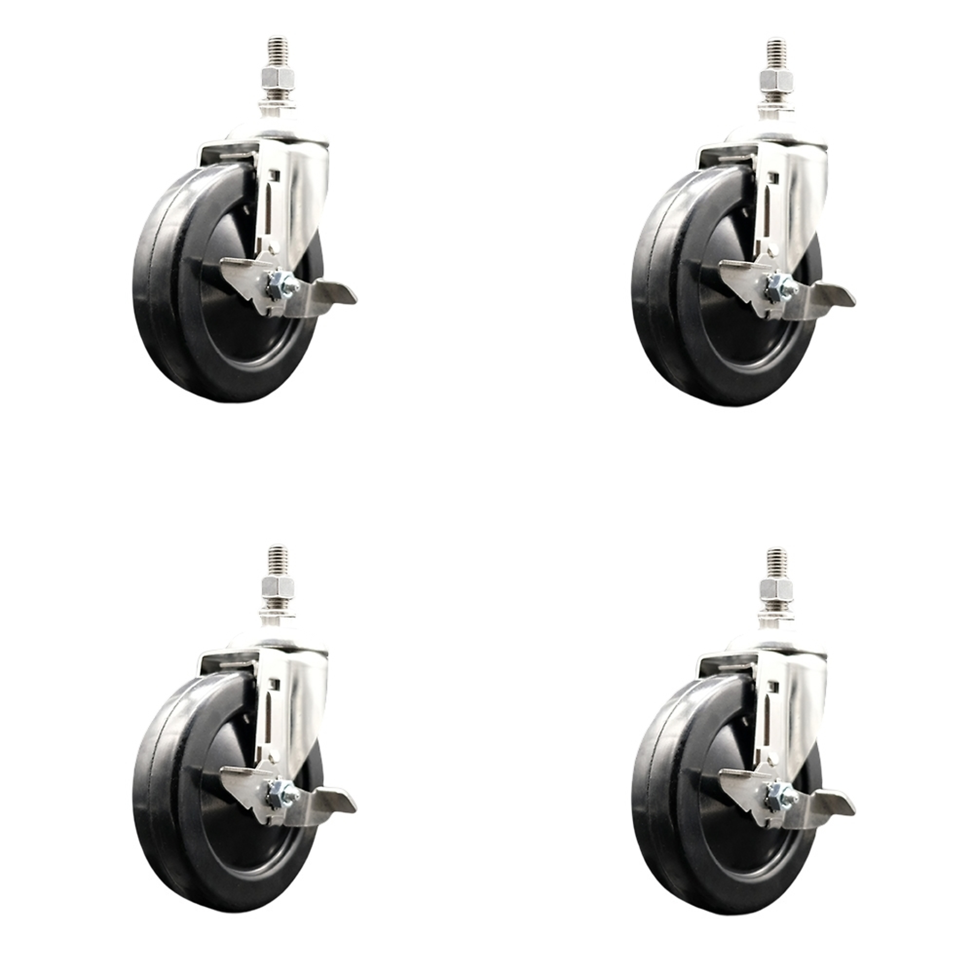 Service Caster, 5in. x 1 1/4in. Stem Casters, Wheel Diameter 5 in ...