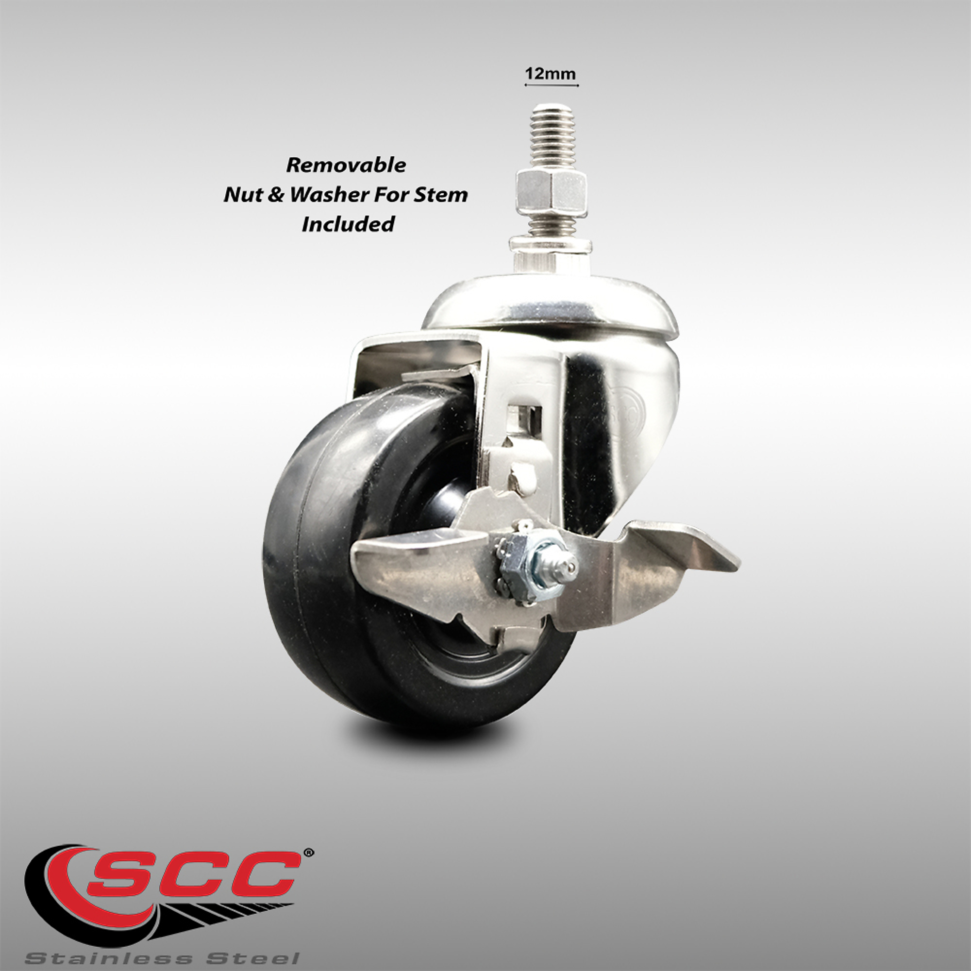 Service Caster, 3in. x 1 1/4in. Stem Caster, Wheel Diameter 3 in ...