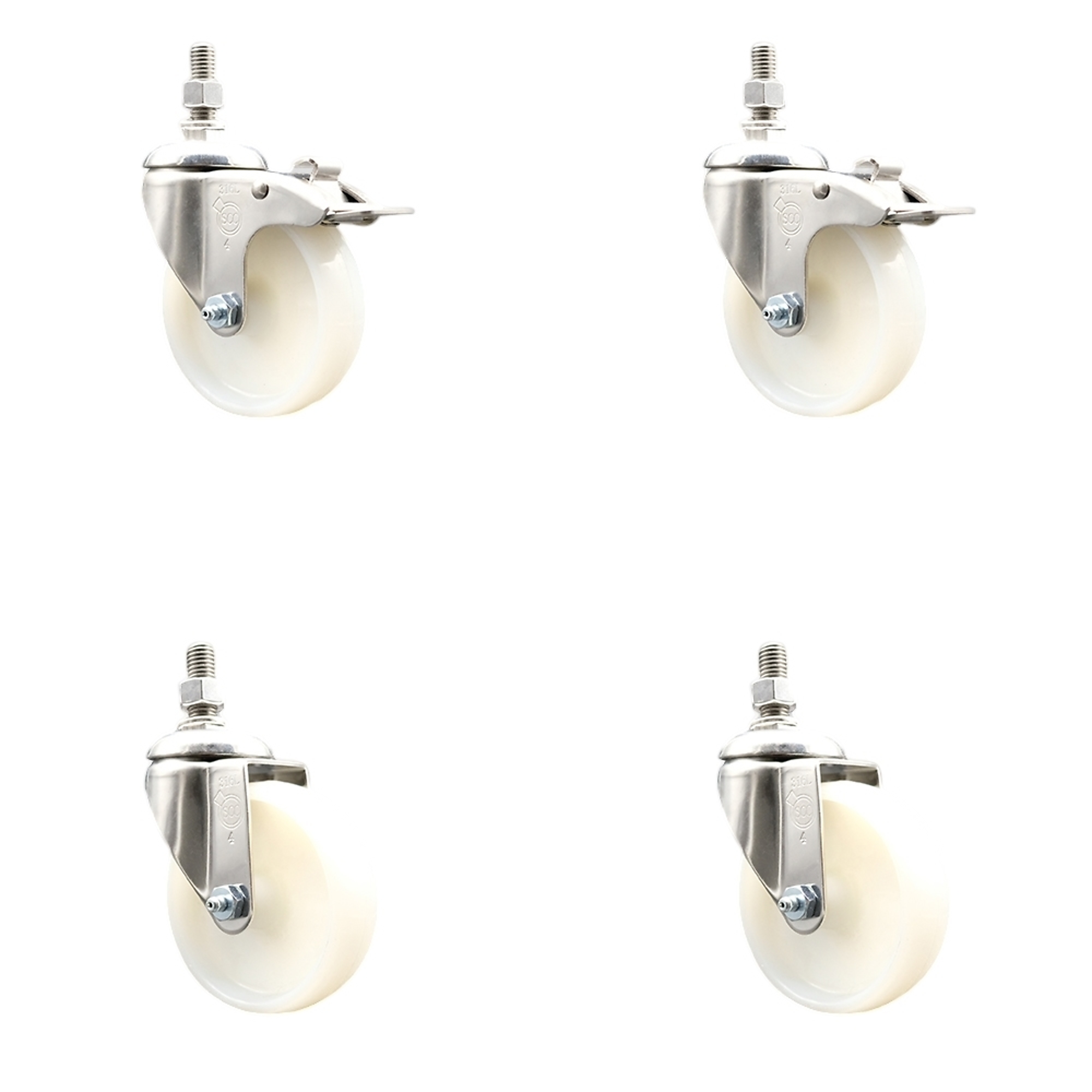 Service Caster, 4in. x 1 1/4in. Stem Casters, Wheel Diameter 4 in ...