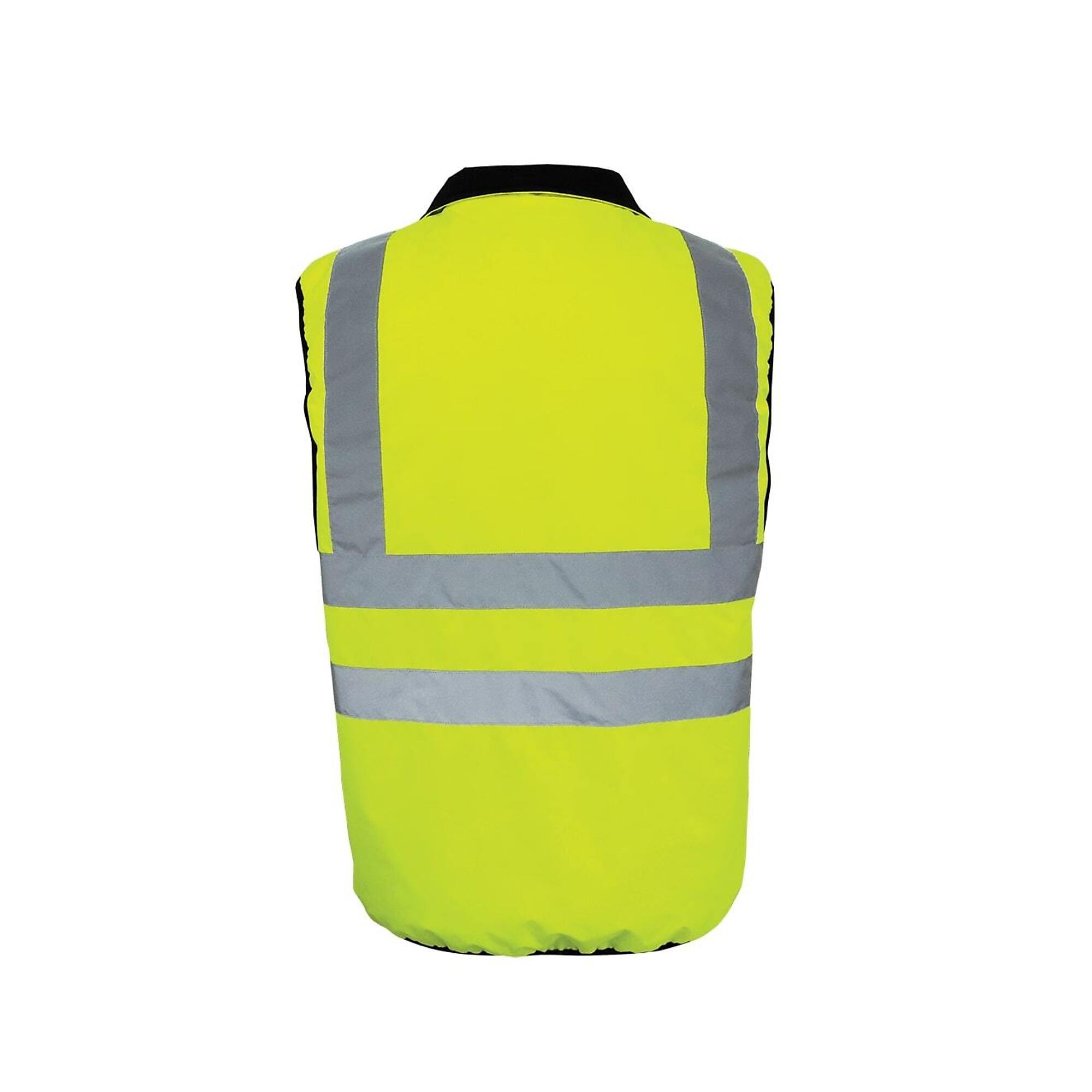 FrogWear, HV Yel/Grn,Black, Class 2 Reversible, Insulated Safety Vest ...