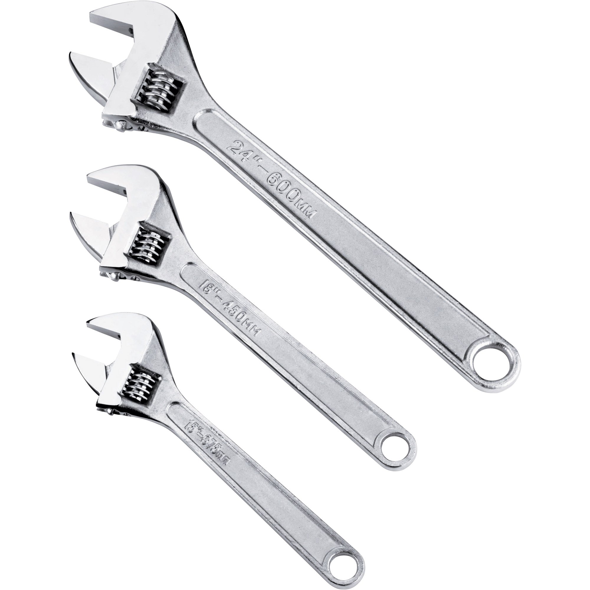 Please see replacement item 40346. Northern Industrial JUMBO Adjustable Wrenches 3 Pc. Set Northern Tool