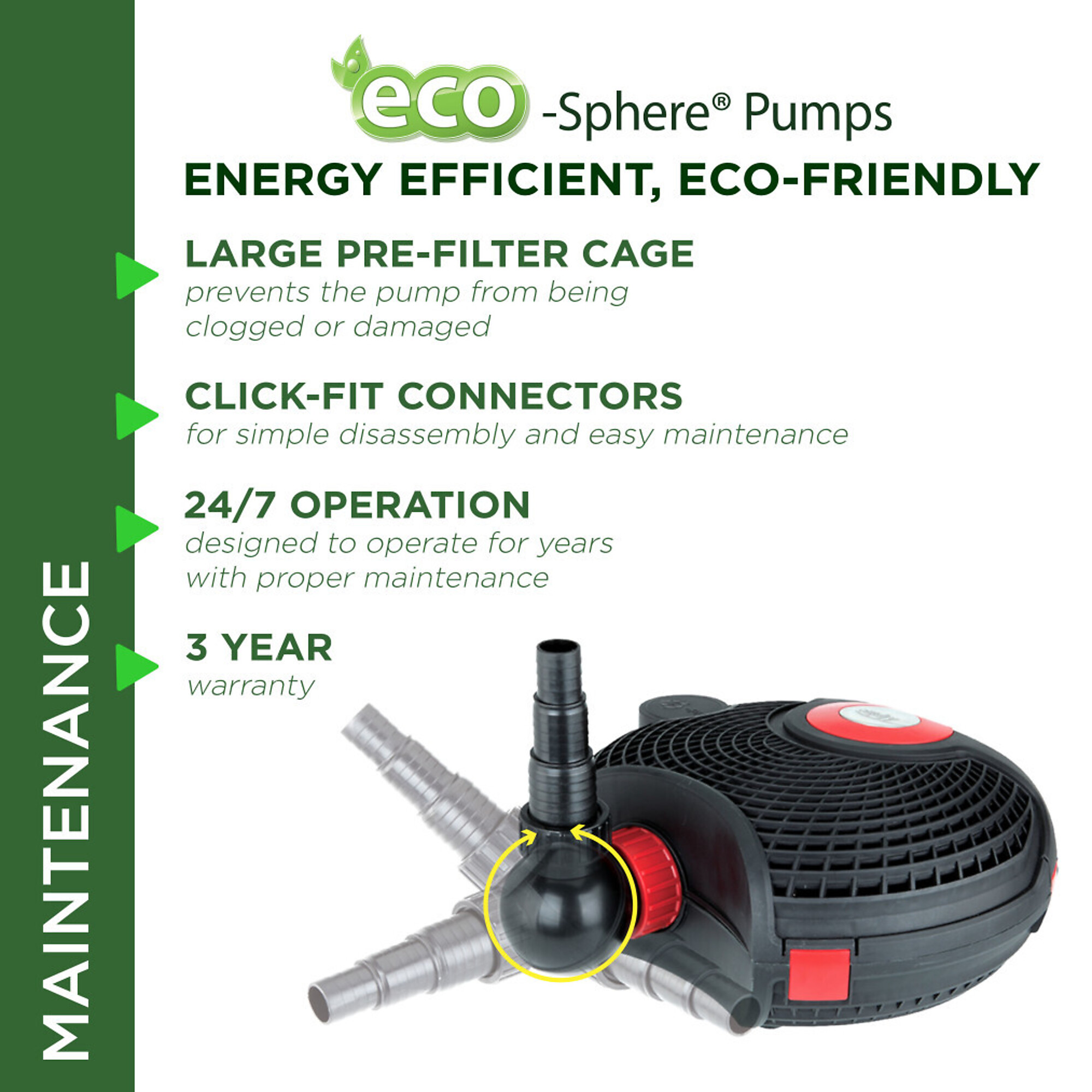 Alpine Corporation, Eco-Sphere Pump 2800GPH / 33ft. Cord, Volts 120 ...