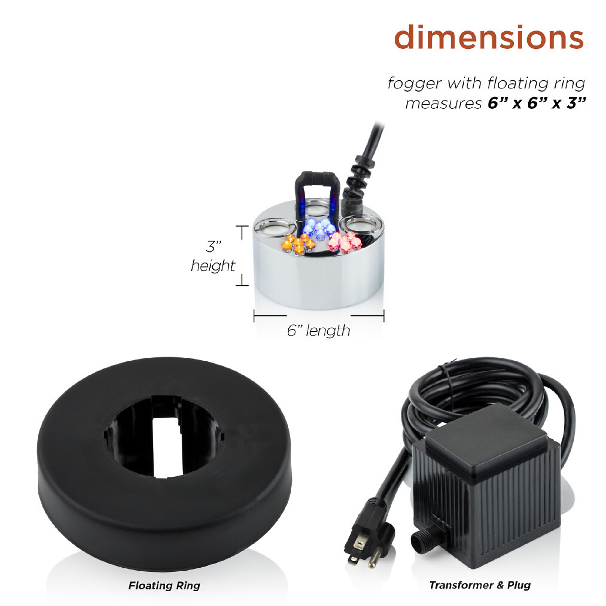 Alpine Corporation, Magical 3 Jet Mini-Pond Fogger w/ LED Lights, Volts ...