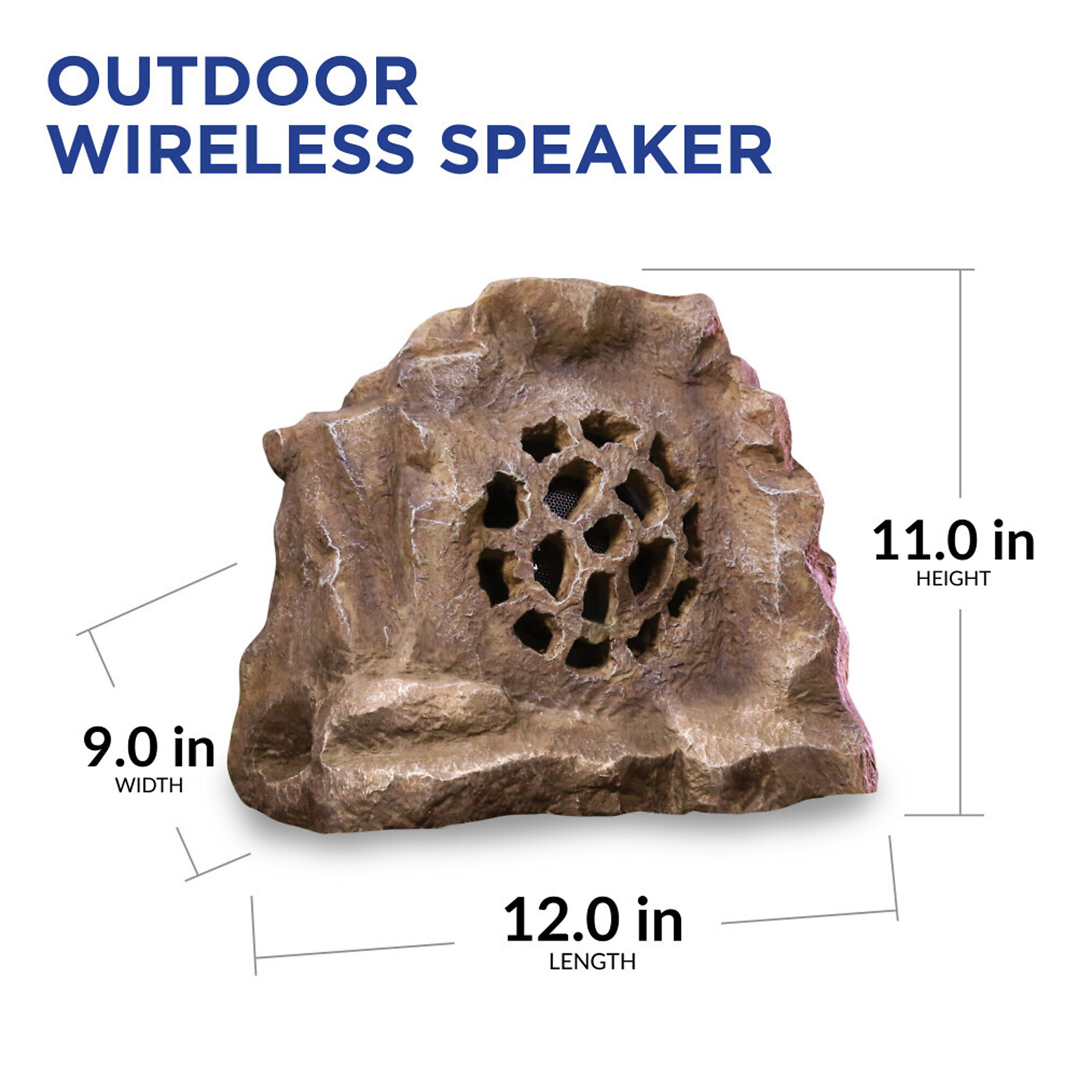 Alpine Corporation, Solar Bluetooth Enabled Rock Speaker - Brown, Model ...