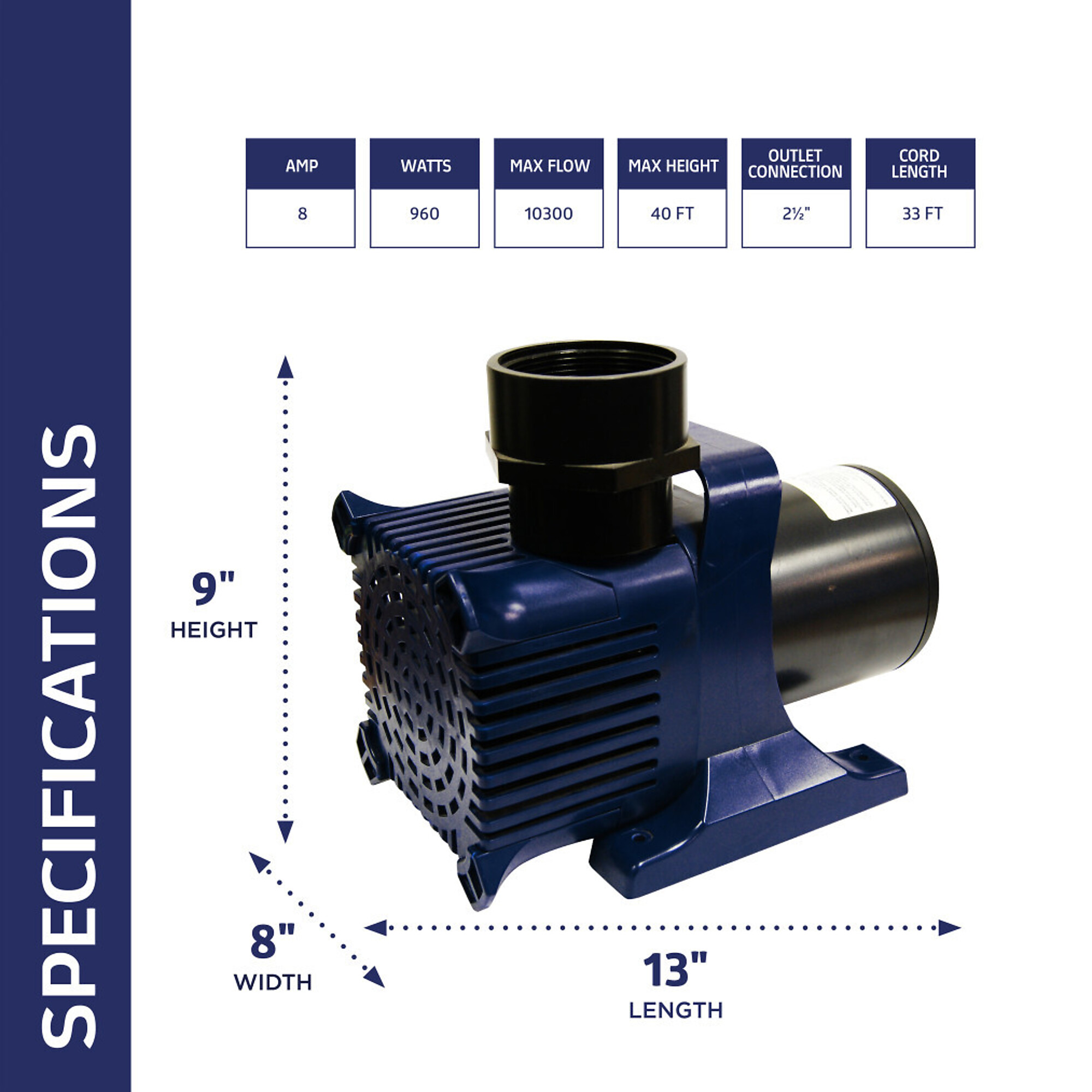 Alpine Corporation, Cyclone Pump 10,300 GPH / 33ft. Cord, Volts 120 ...