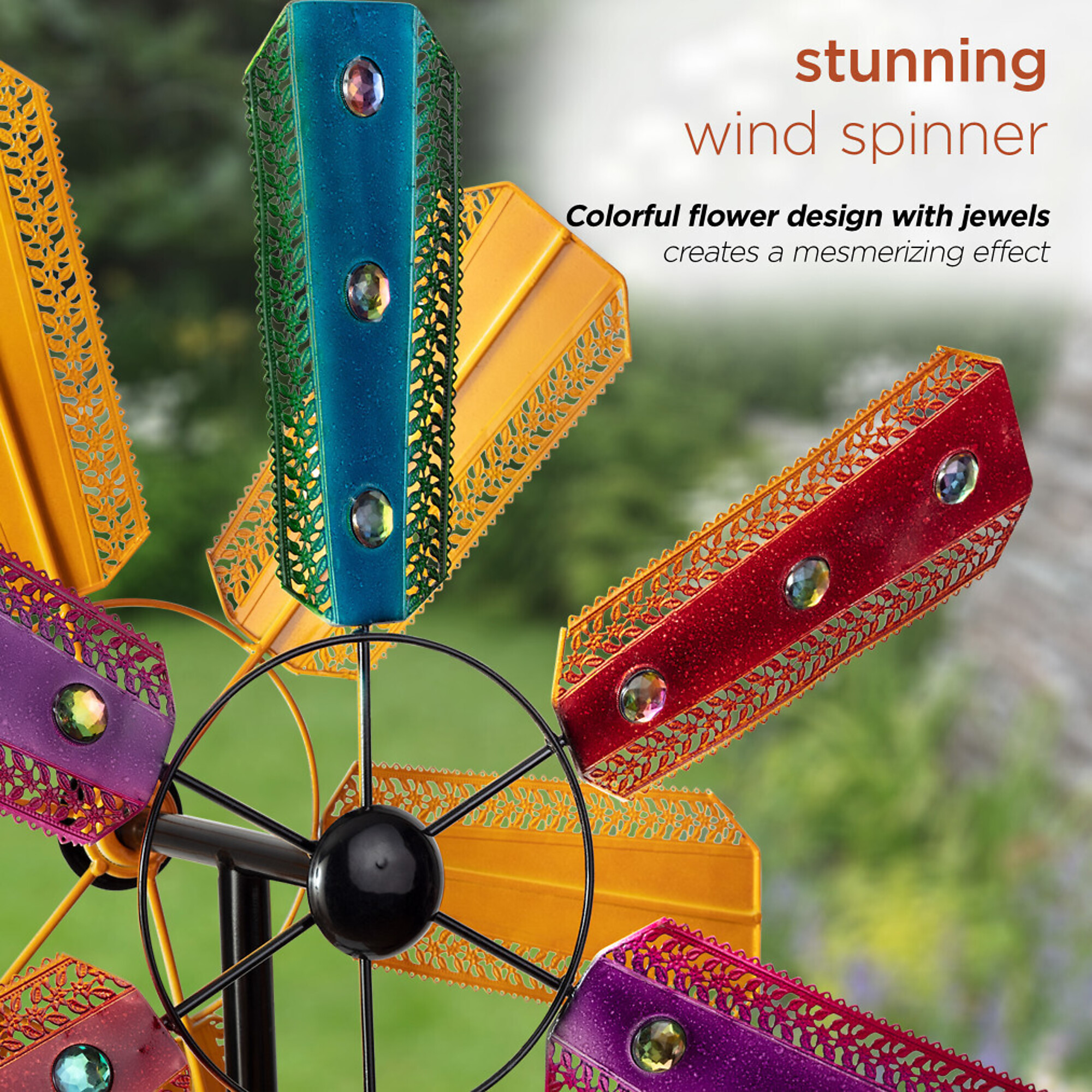 Alpine Corporation, Vibrant Dual Kinetic Wind Spinner Garden Stake ...