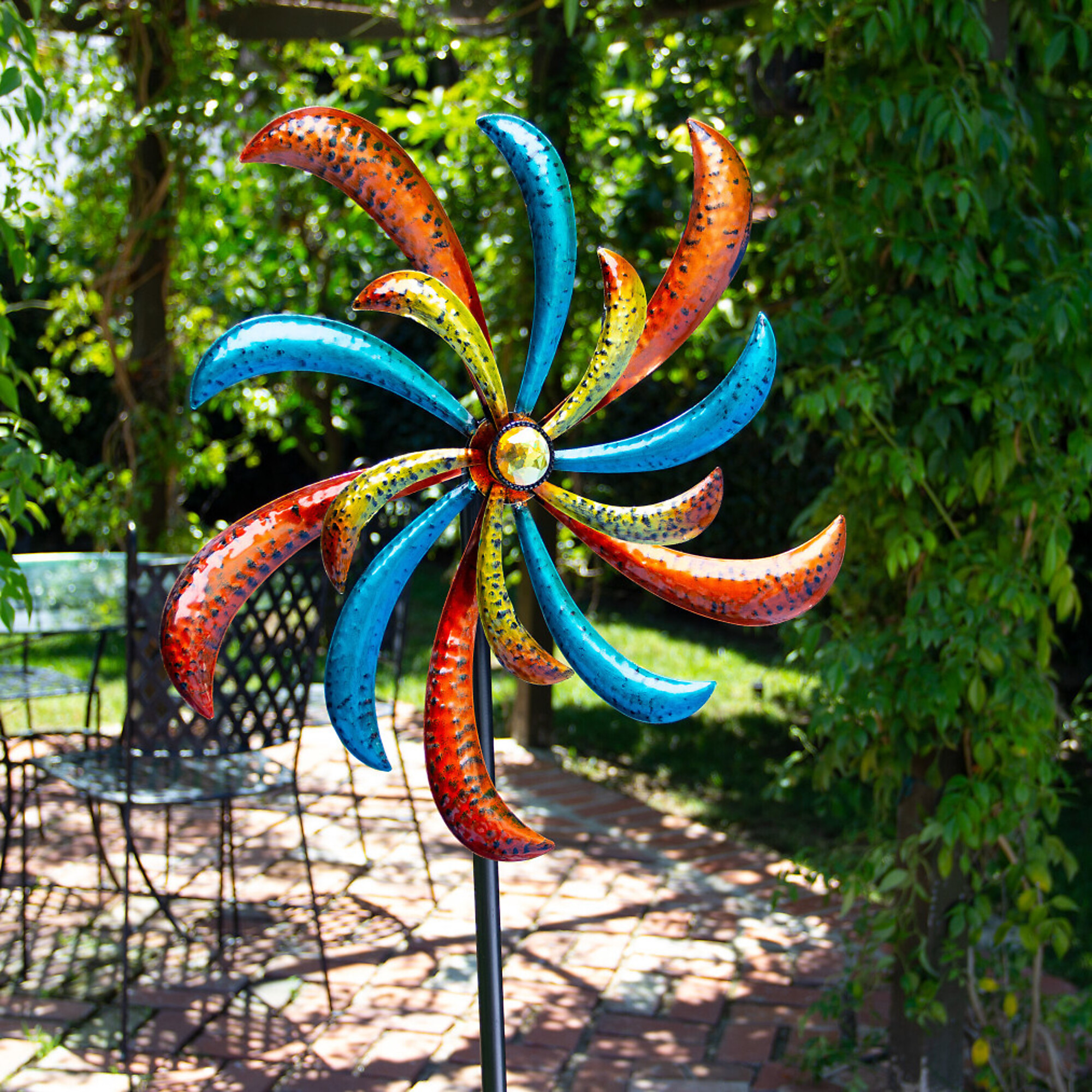 Alpine Corporation, Colorful Jeweled Blade Wind Spinner Garden Stake ...