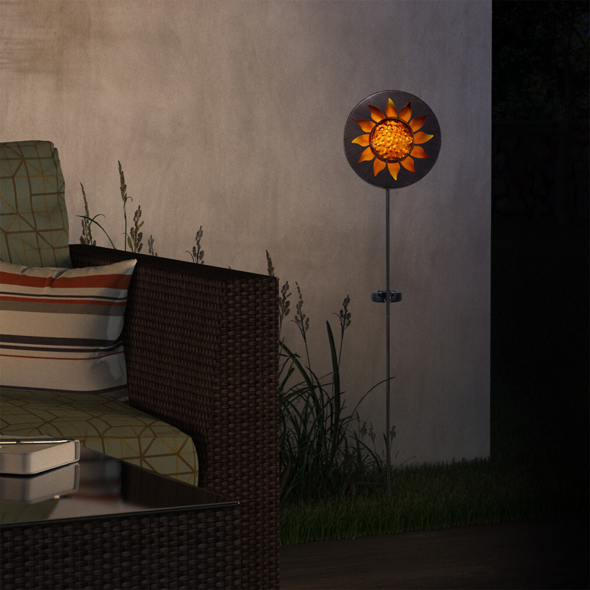 Alpine Corporation, Solar Metal Sunflower Stake with LED Lights, Model ...