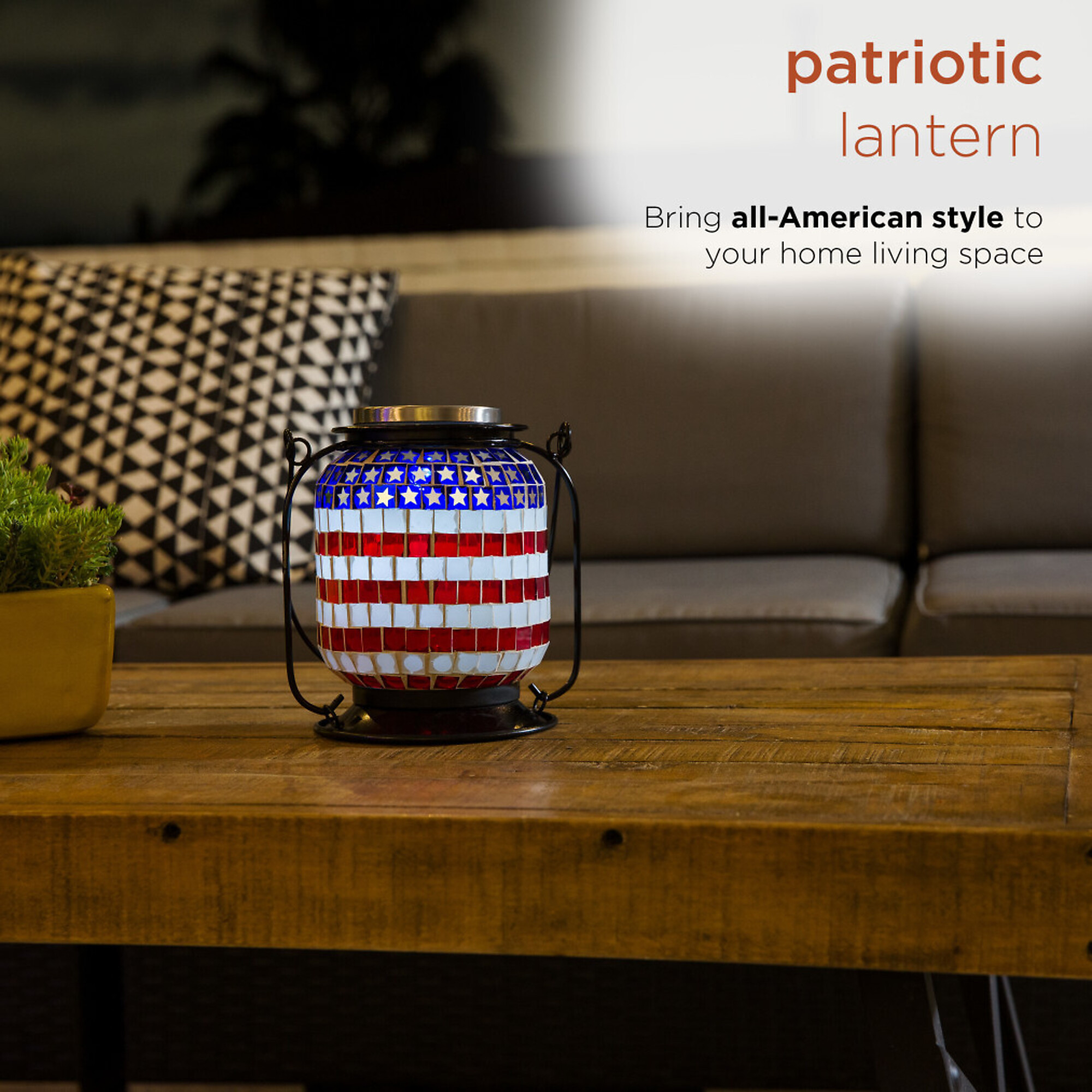 Alpine Corporation, Solar Patriotic Lantern with LED Lights, Model ...