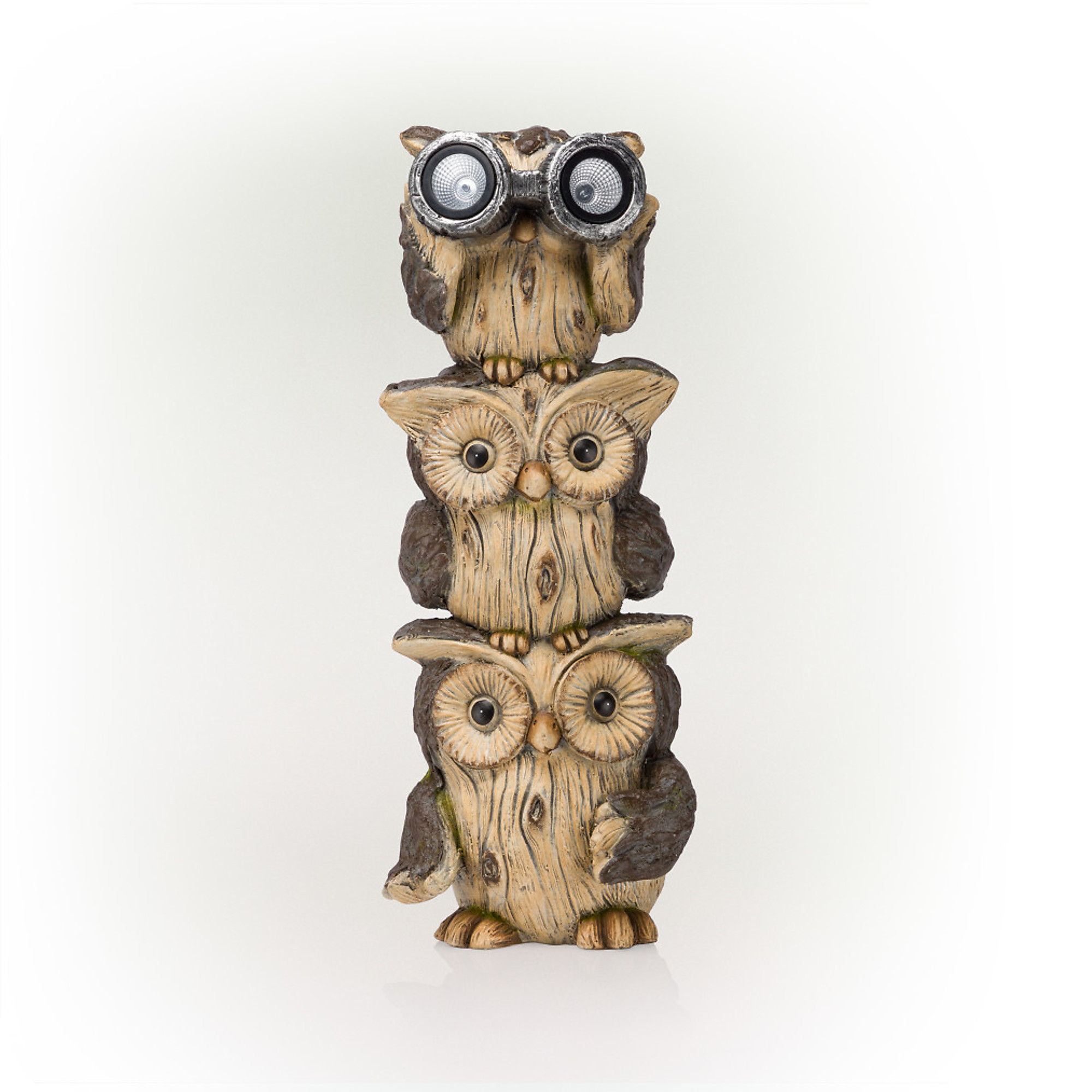 Alpine Corporation, Solar Stacked Binocular Owls Statue w/ LED Lights ...