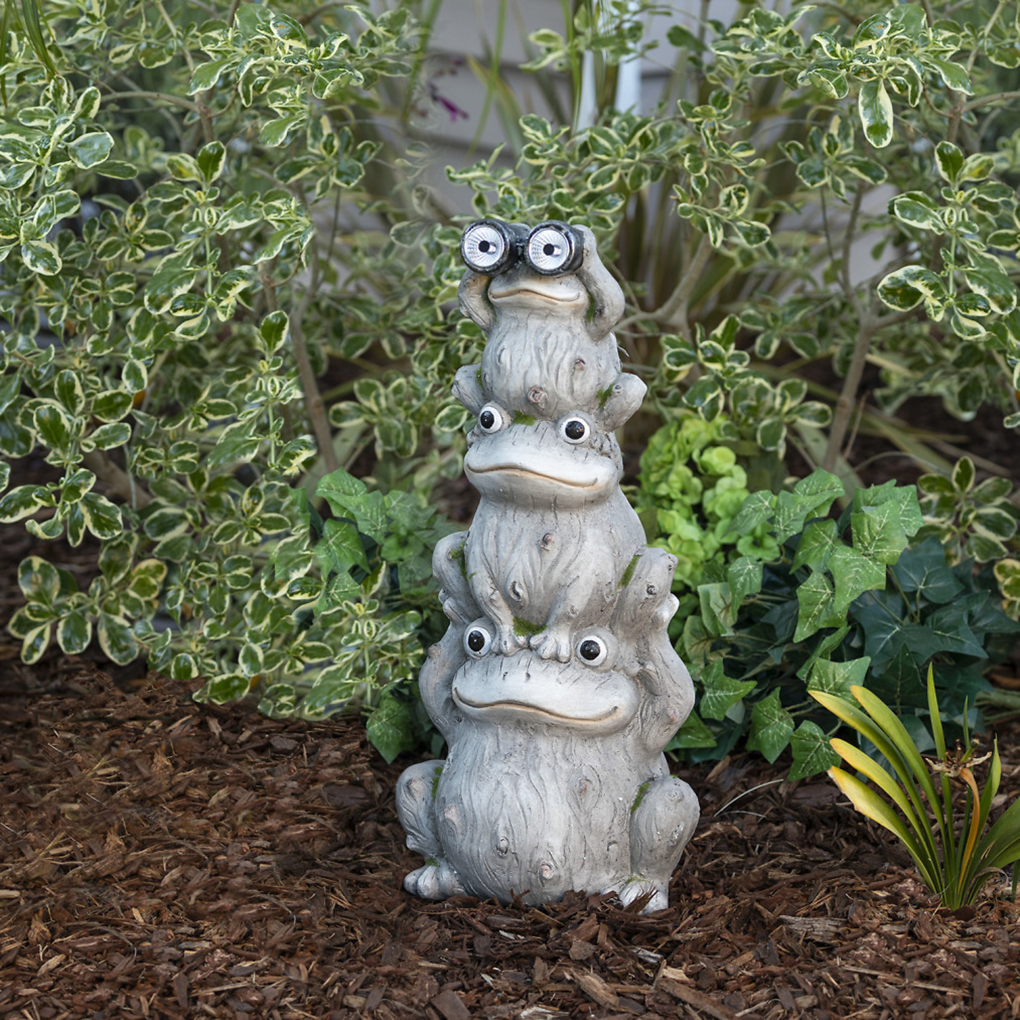 Alpine Corporation, Solar Three Stack Frogs with LED Light Statue ...