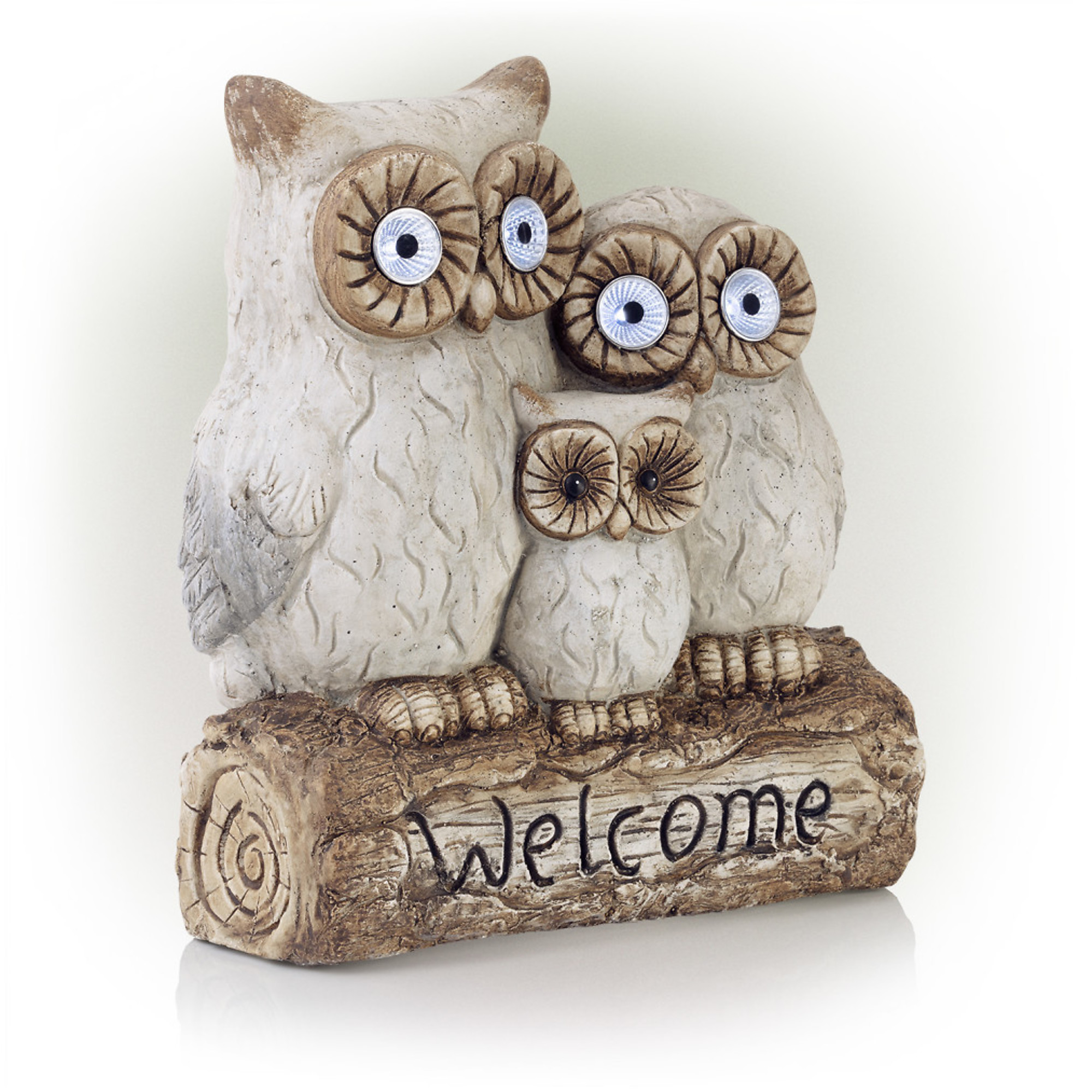 Alpine Corporation, Solar Owl Family Welcome Statue, Model# QWR476SLR ...