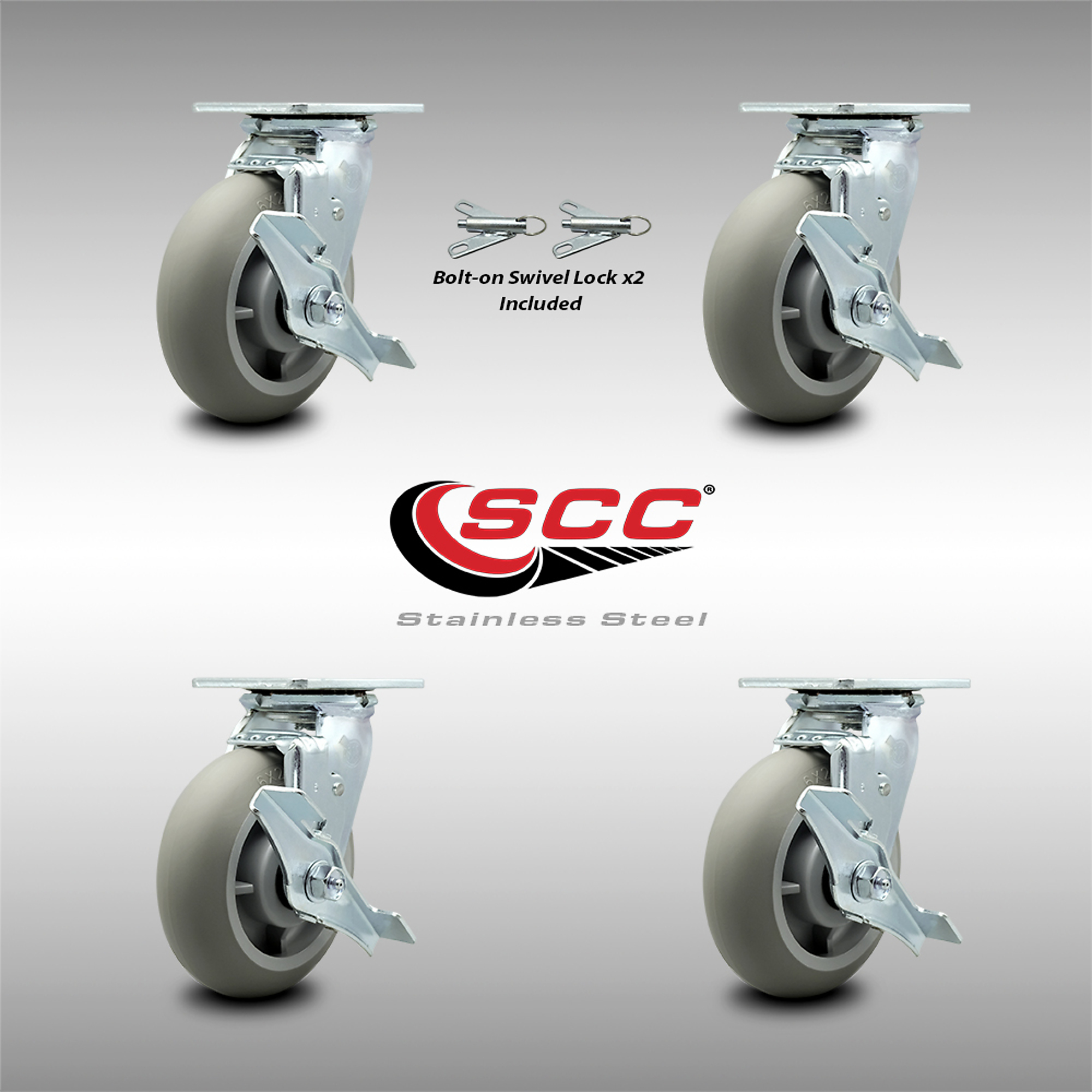 Service Caster, 6in. x 2in. Plate Casters, Wheel Diameter 6 in, Caster ...