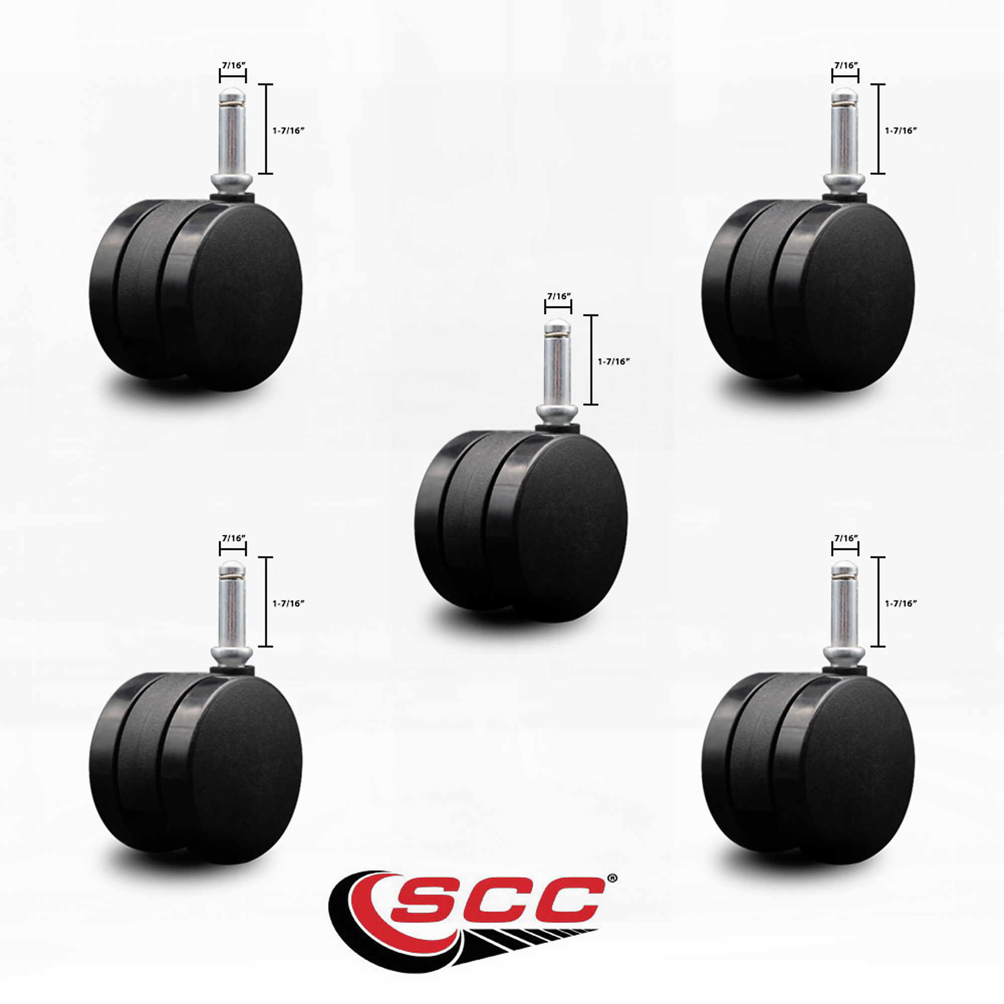 Service Caster, 2 3/8in. Stem Casters, Caster Type Swivel, Package (qty ...