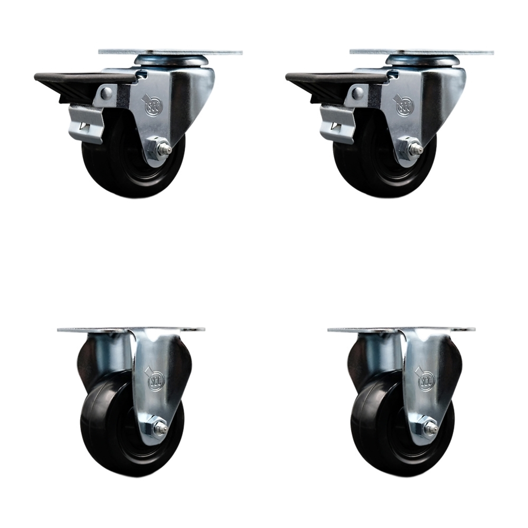 Service Caster, 3in. x 1 1/4in. Plate Casters, Wheel Diameter 3 in ...