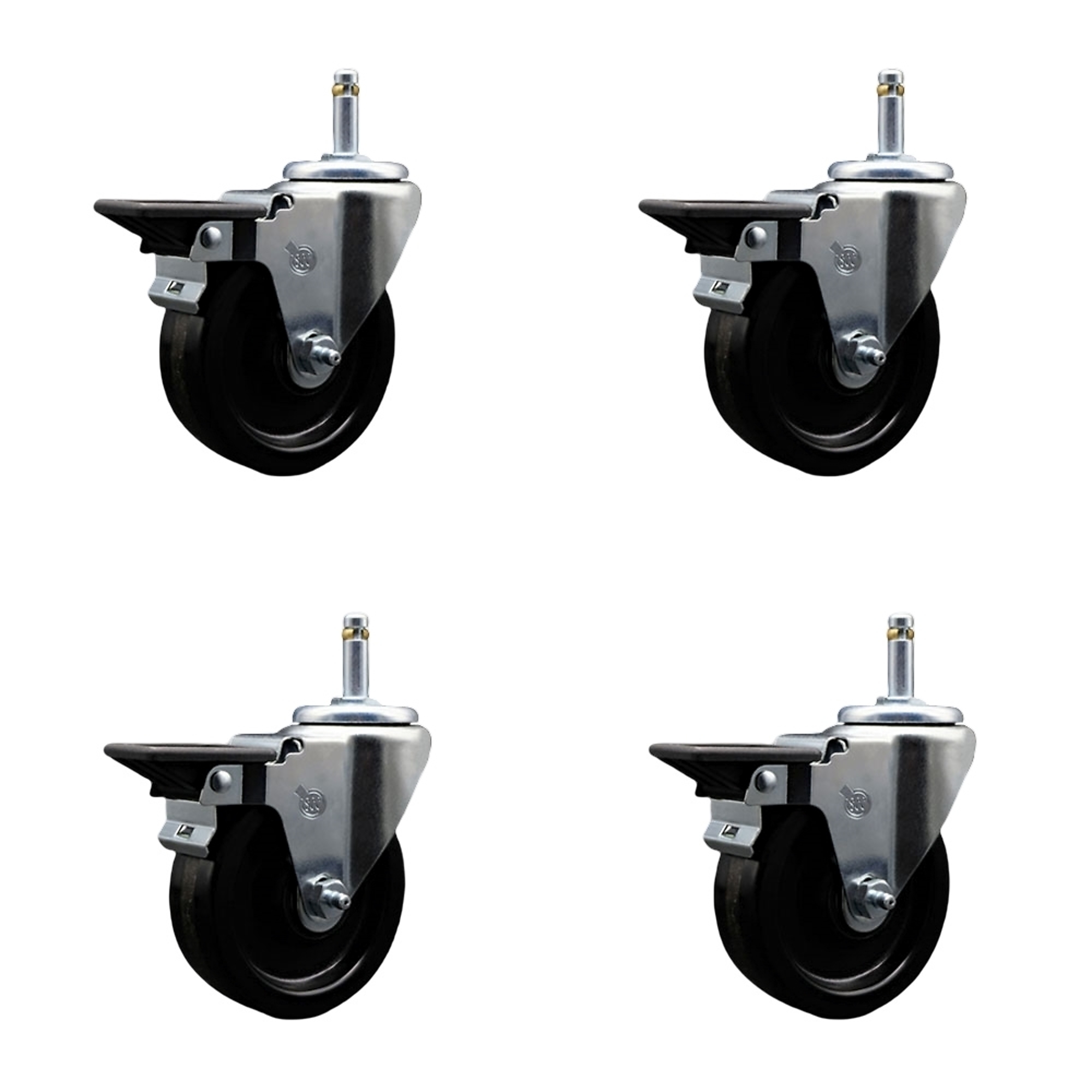 Service Caster, 4in. x 1 1/4in. Stem Casters, Wheel Diameter 4 in ...