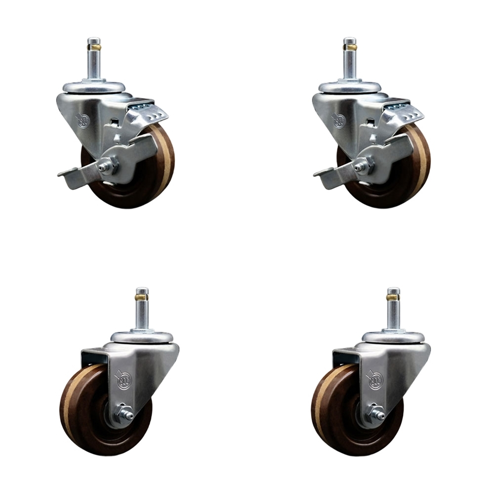 Service Caster, 3in. x 1 1/4in. Stem Casters, Wheel Diameter 3 in ...