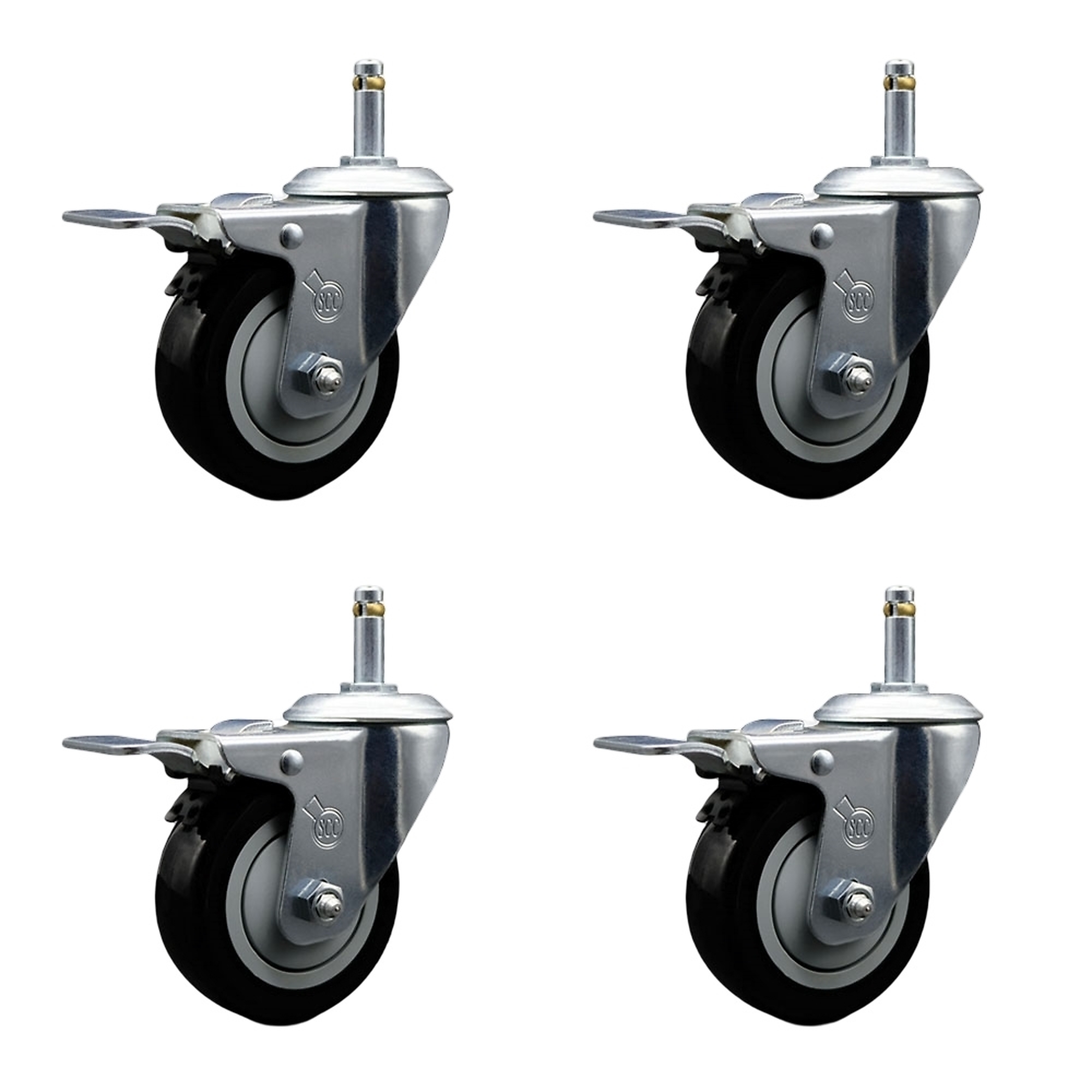 Service Caster, 4in. x 1 1/4in. Stem Casters, Wheel Diameter 4 in ...