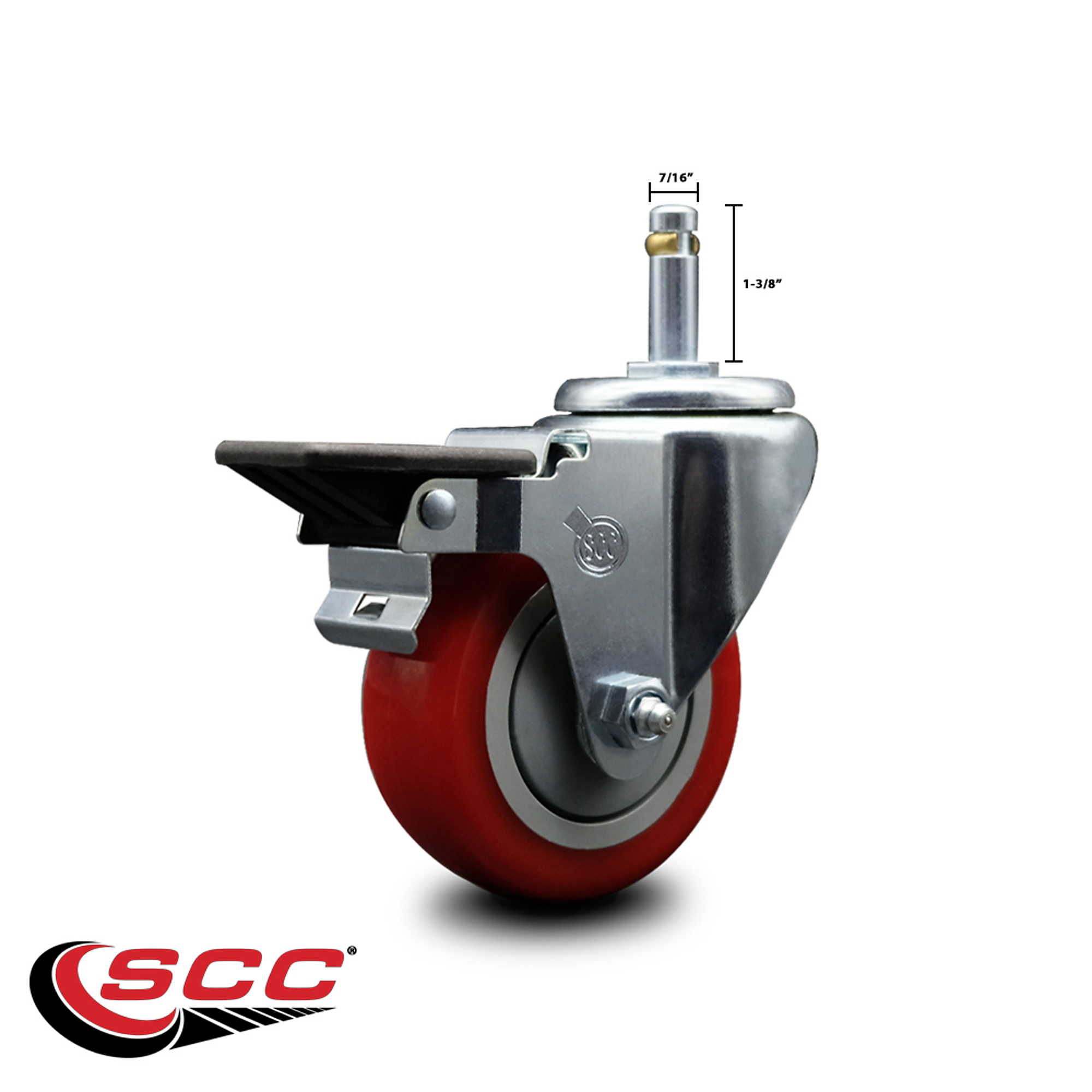 Service Caster, 3 1/2in. x 1 1/4in. Stem Caster, Wheel Diameter 3.5 in ...