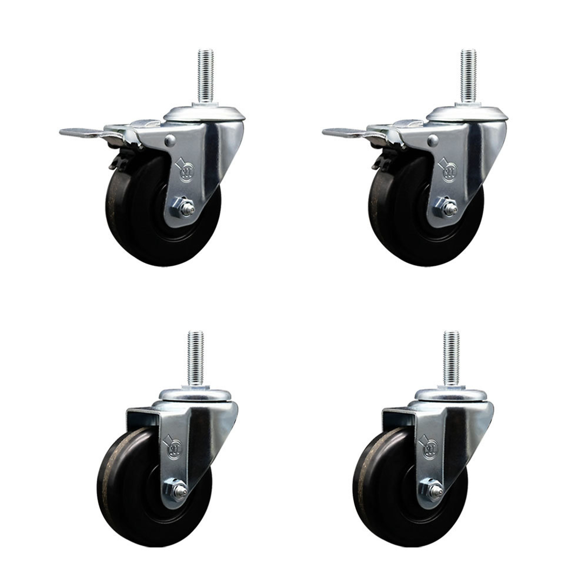 Service Caster, 3 1/2in. x 1 1/4in. Stem Casters, Wheel Diameter 3.5 in, Caster Type Swivel ...