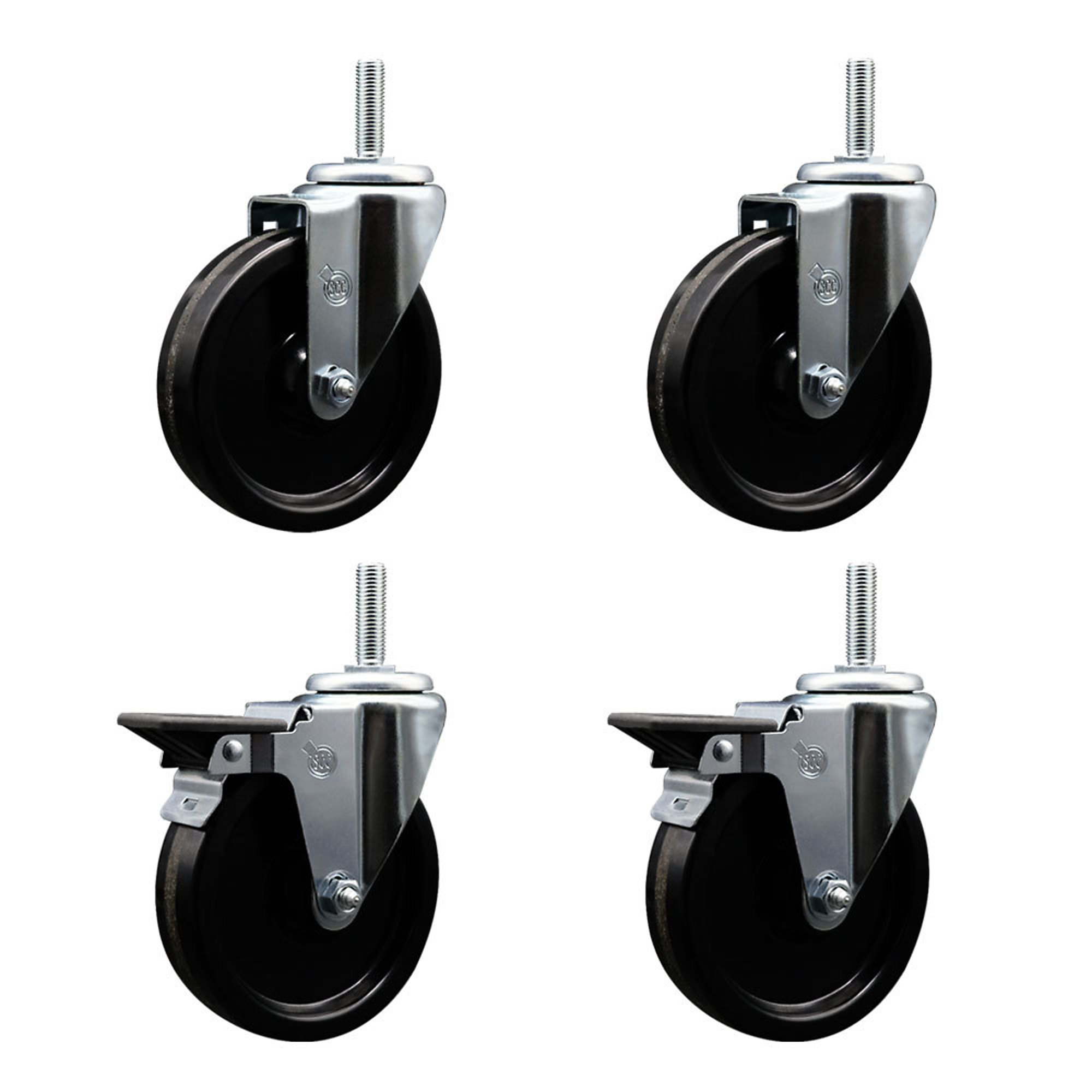 Service Caster, 5in. x 1 1/4in. Stem Casters, Wheel Diameter 5 in, Caster Type Swivel, Package ...