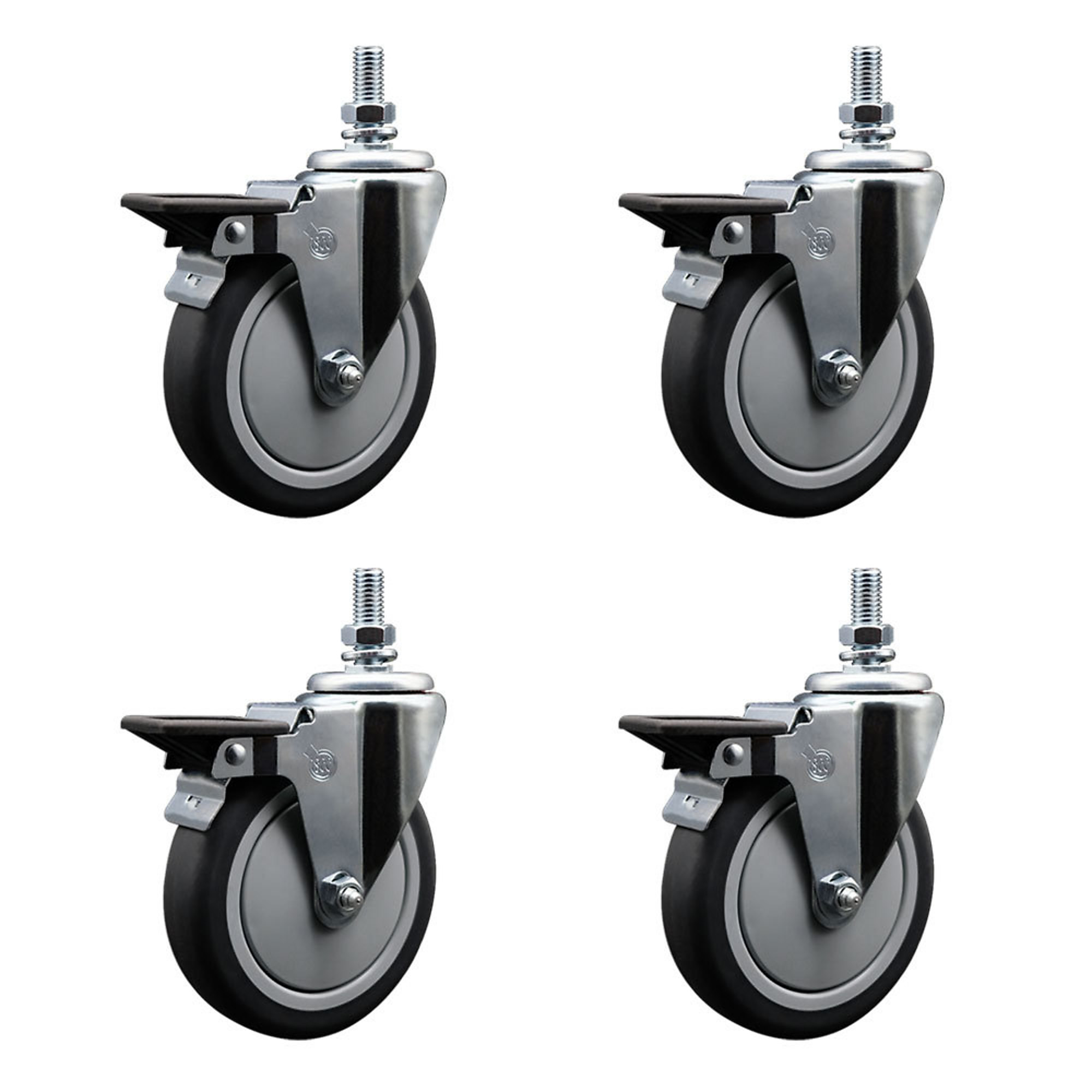 Service Caster, 5in. x 1 1/4in. Stem Casters, Wheel Diameter 5 in ...