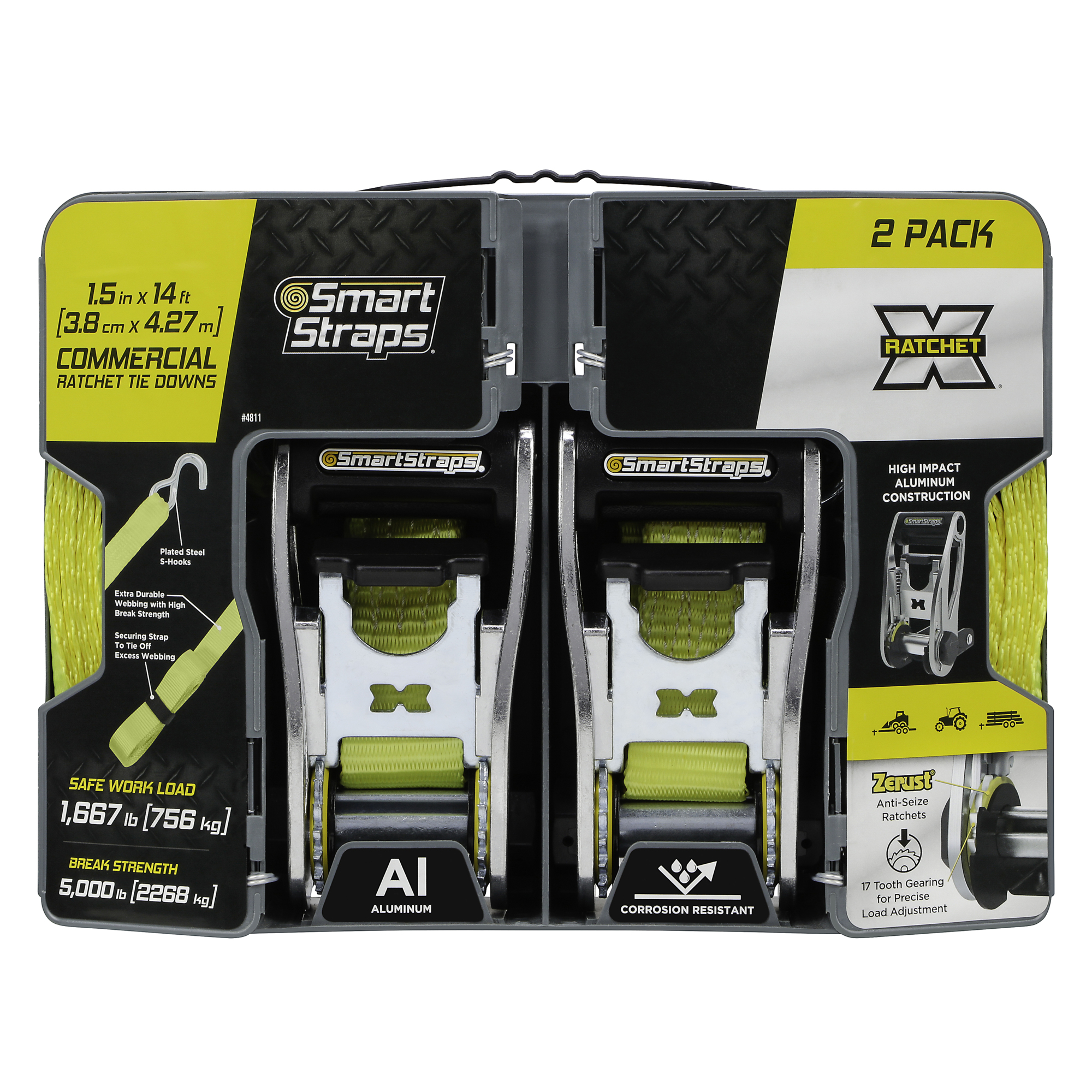 Smart Straps, 14ft. 5000lb Ratchet X Ratchet Tie Down 2Pk Yellow ...