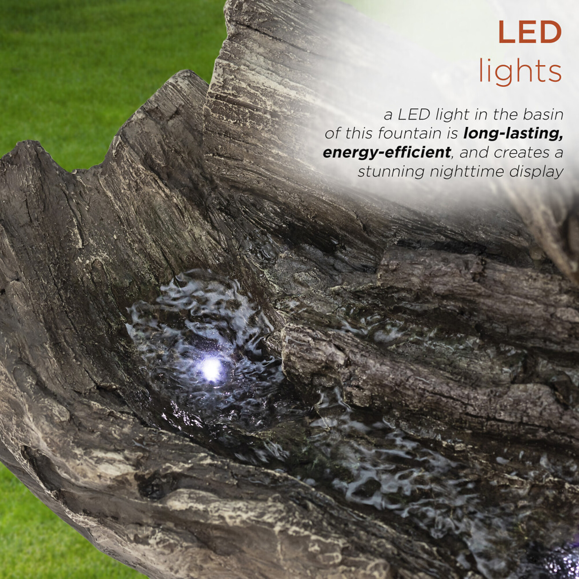 Alpine Corporation, Rainforest Waterfall Logs Fountain with LED lights ...