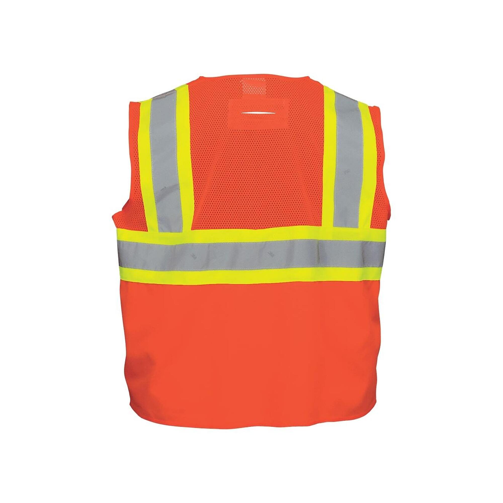 FrogWear, HV Orange, Class 2 Type R, 6 Pocket, Solid/Mesh Vest, Size XL ...