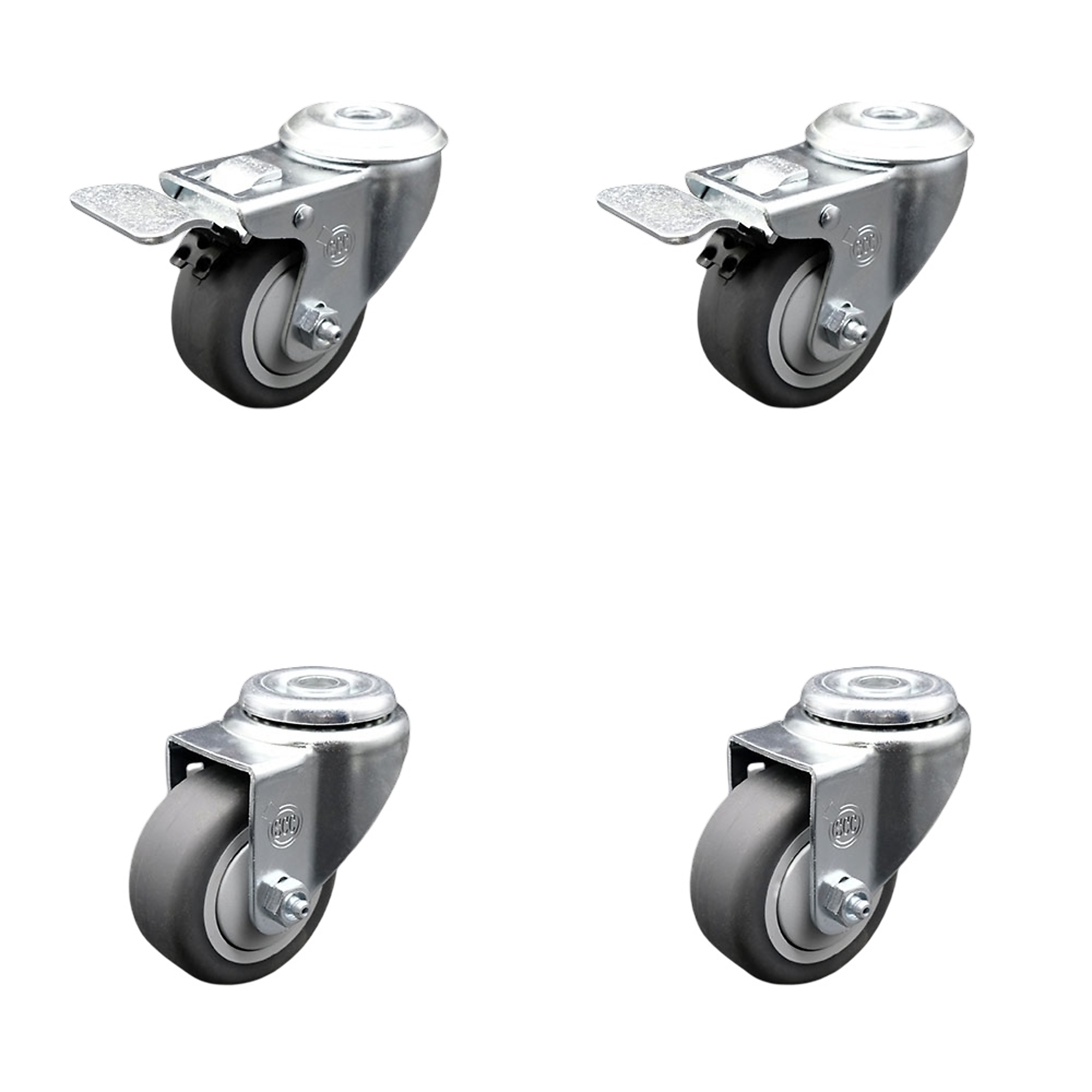 Service Caster, 3in. x 1 1/4in. Stem Casters, Wheel Diameter 3 in ...