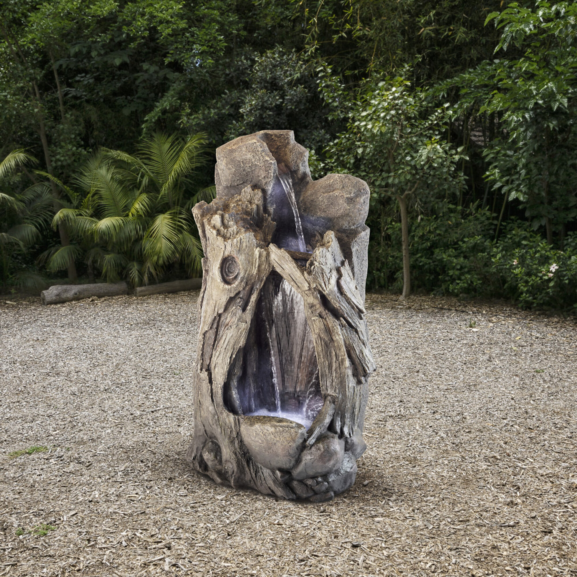 Alpine Corporation, Tree Trunk Waterfall Fountain with LED Lights ...