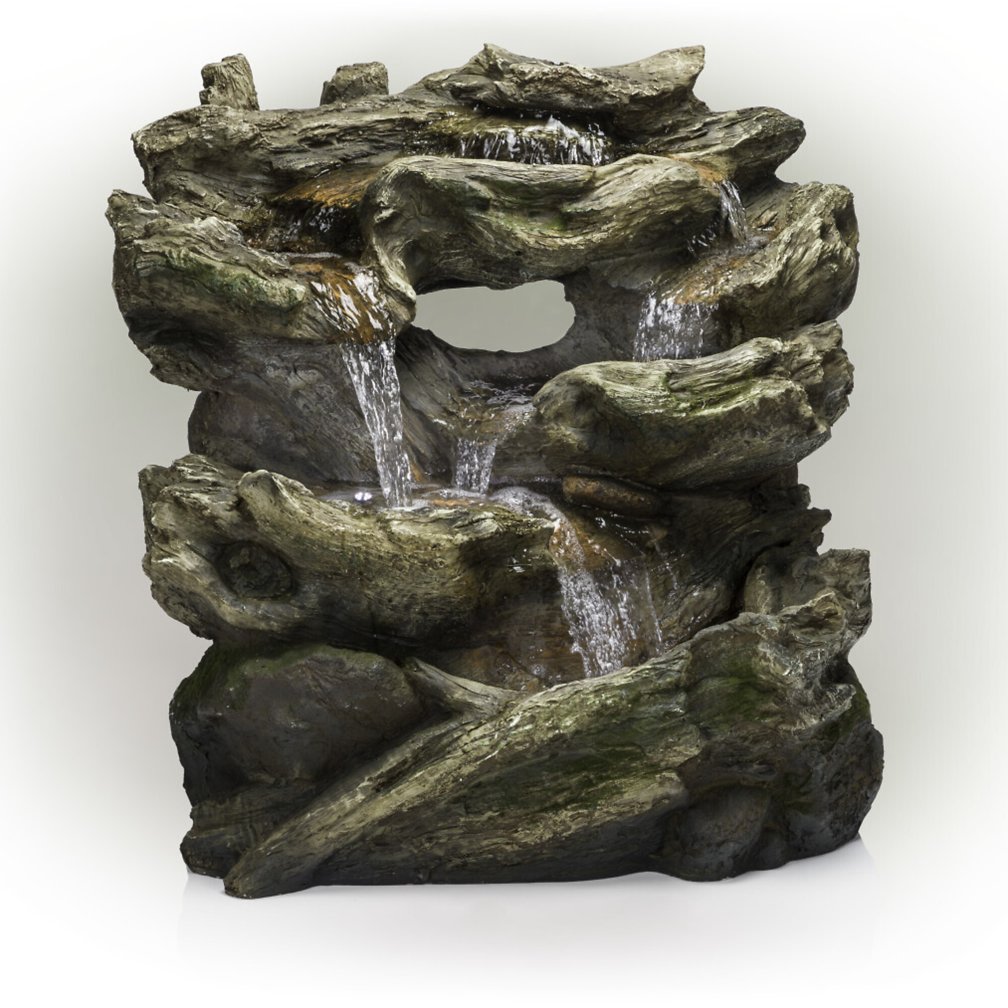 Alpine Corporation, Rainforest Tiered Fountain with White LED Lights ...