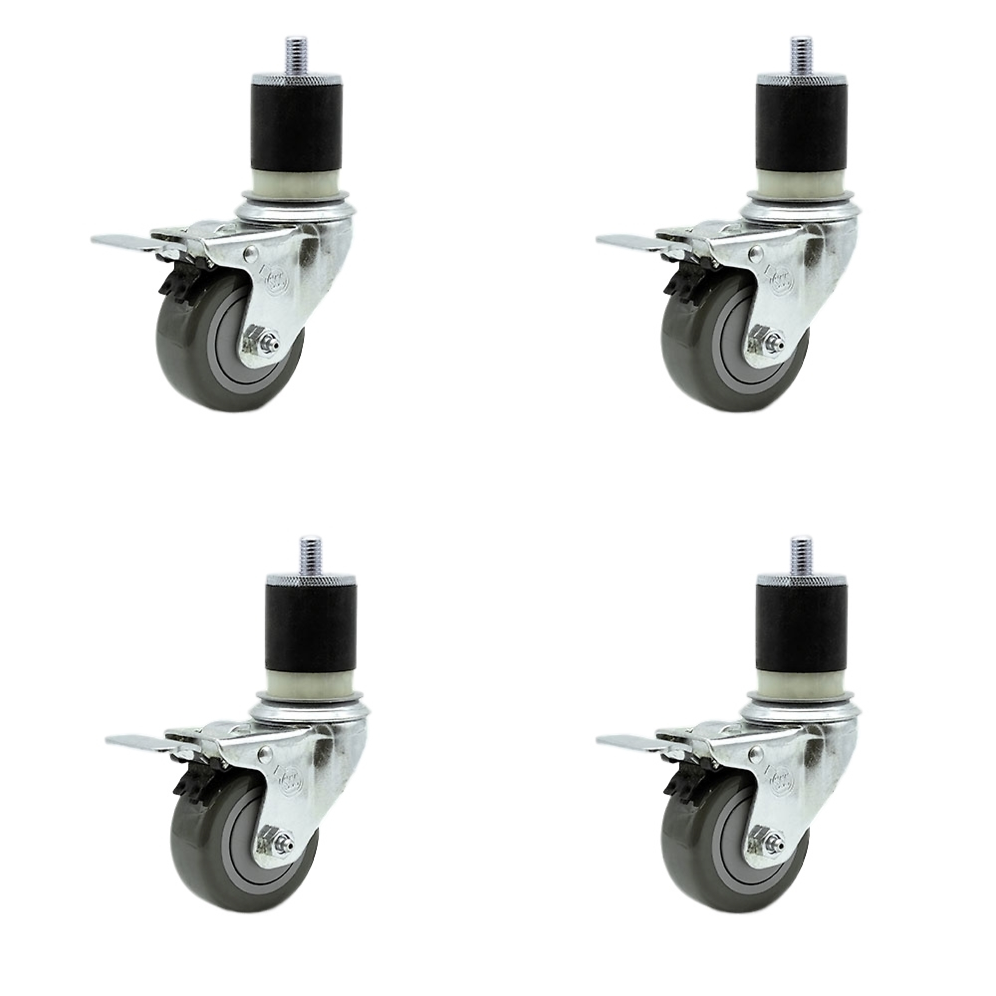 Service Caster, 3in. x 1 1/4in. Stem Casters, Wheel Diameter 3 in ...
