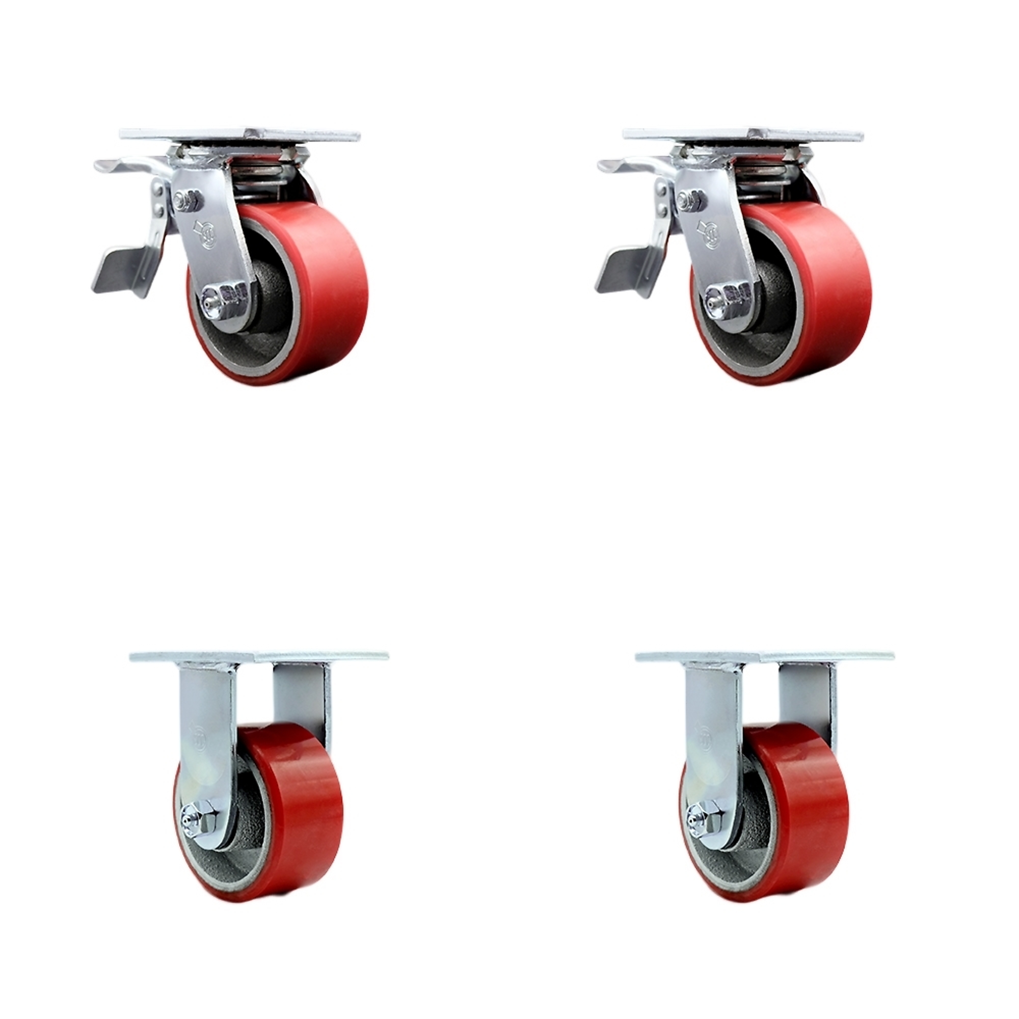 Service Caster, 4in. x 2in. Plate Casters, Wheel Diameter 4 in, Caster ...