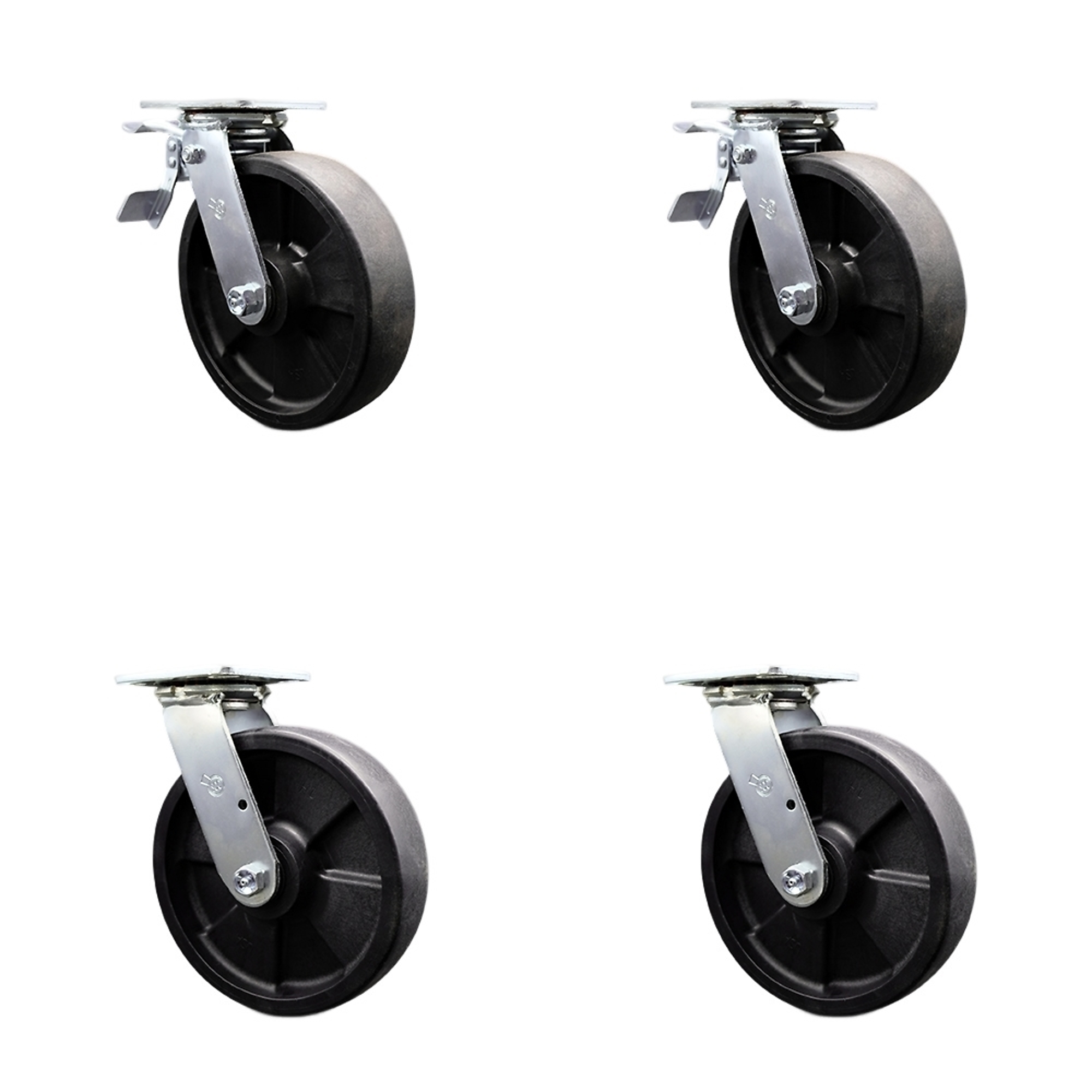 Service Caster, 8in. x 2in. Plate Casters, Wheel Diameter 8 in, Caster ...