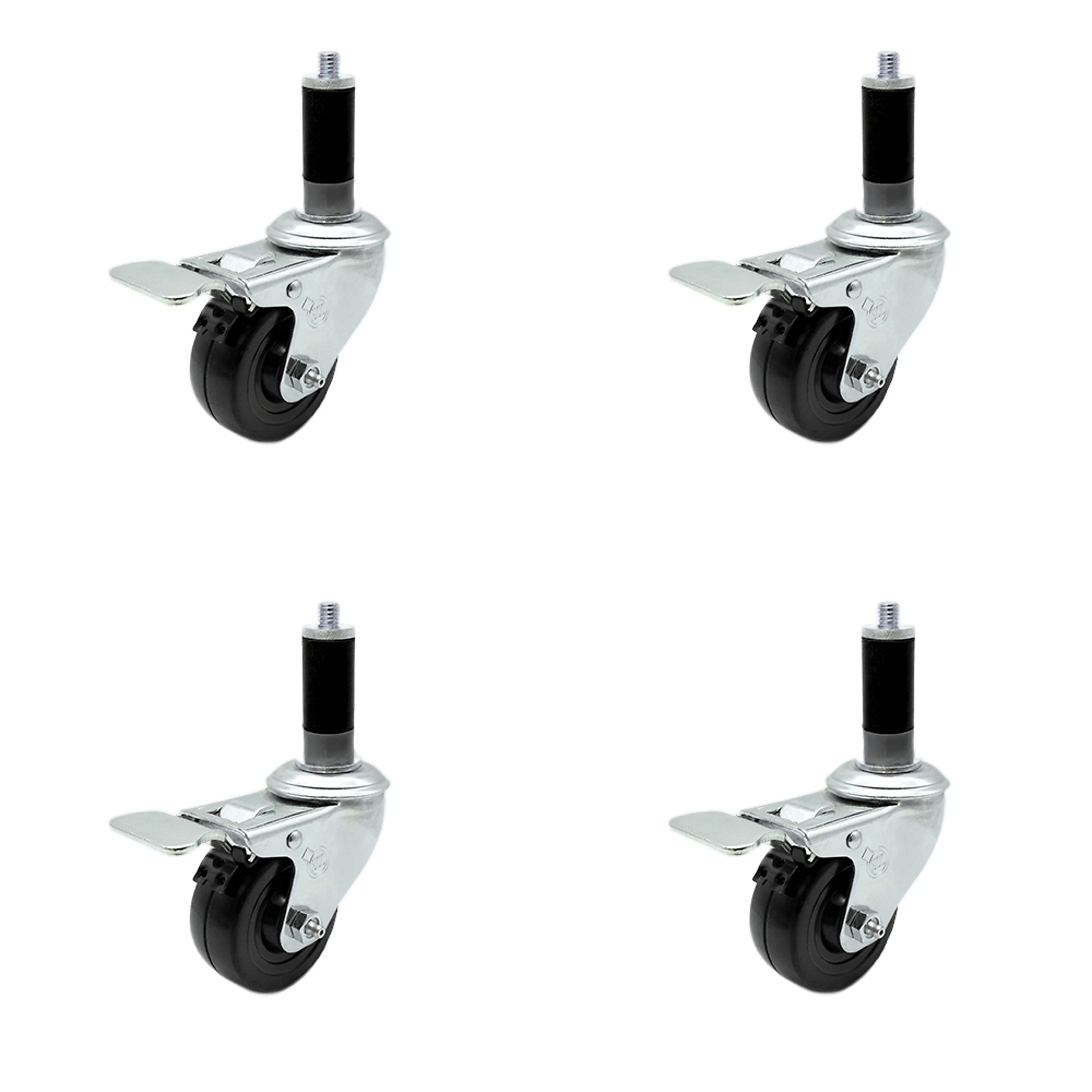 Service Caster, 4in. x 1 1/4in. Stem Casters, Wheel Diameter 4 in ...