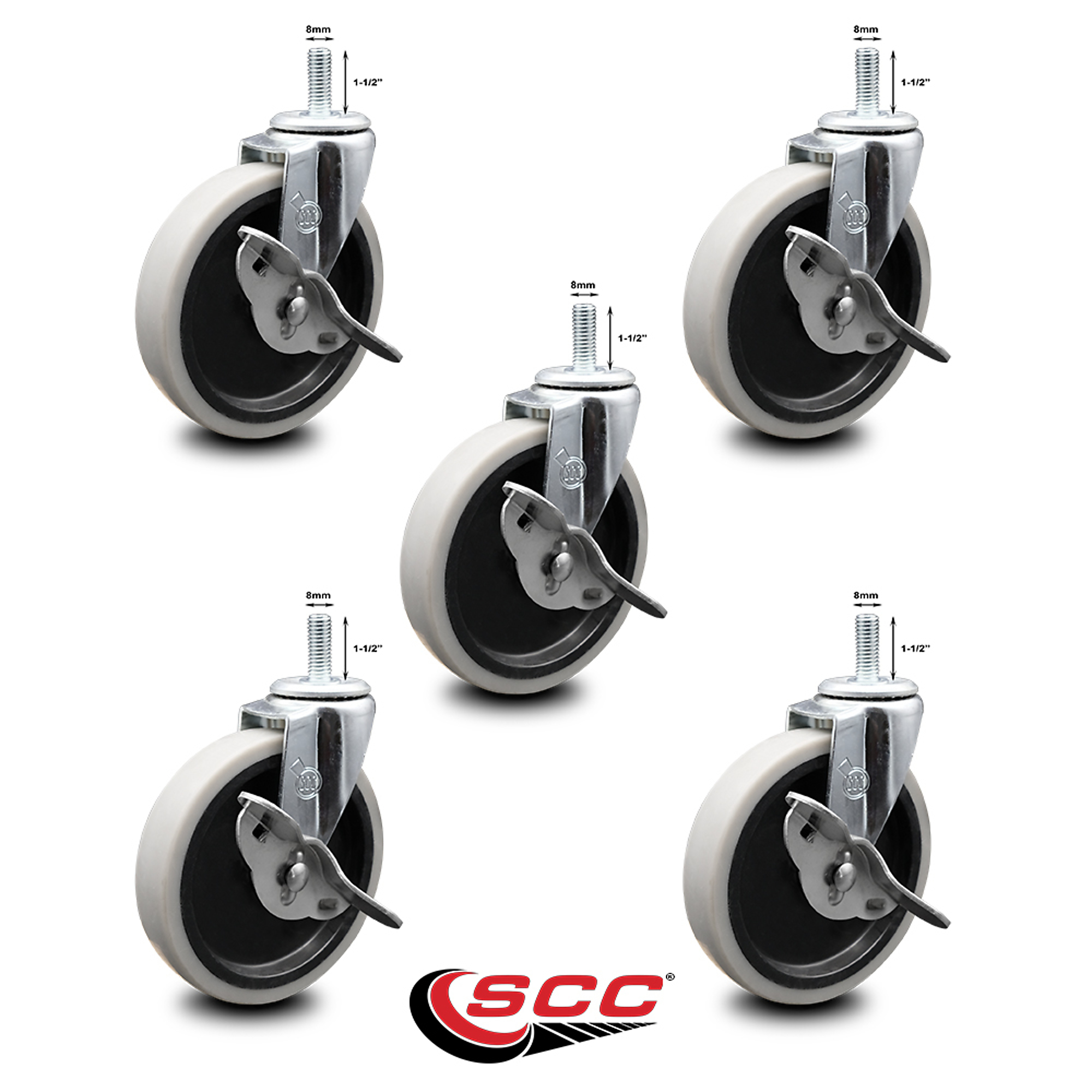 Service Caster, 5in. Stem Casters, Wheel Diameter 5 in, Caster Type ...